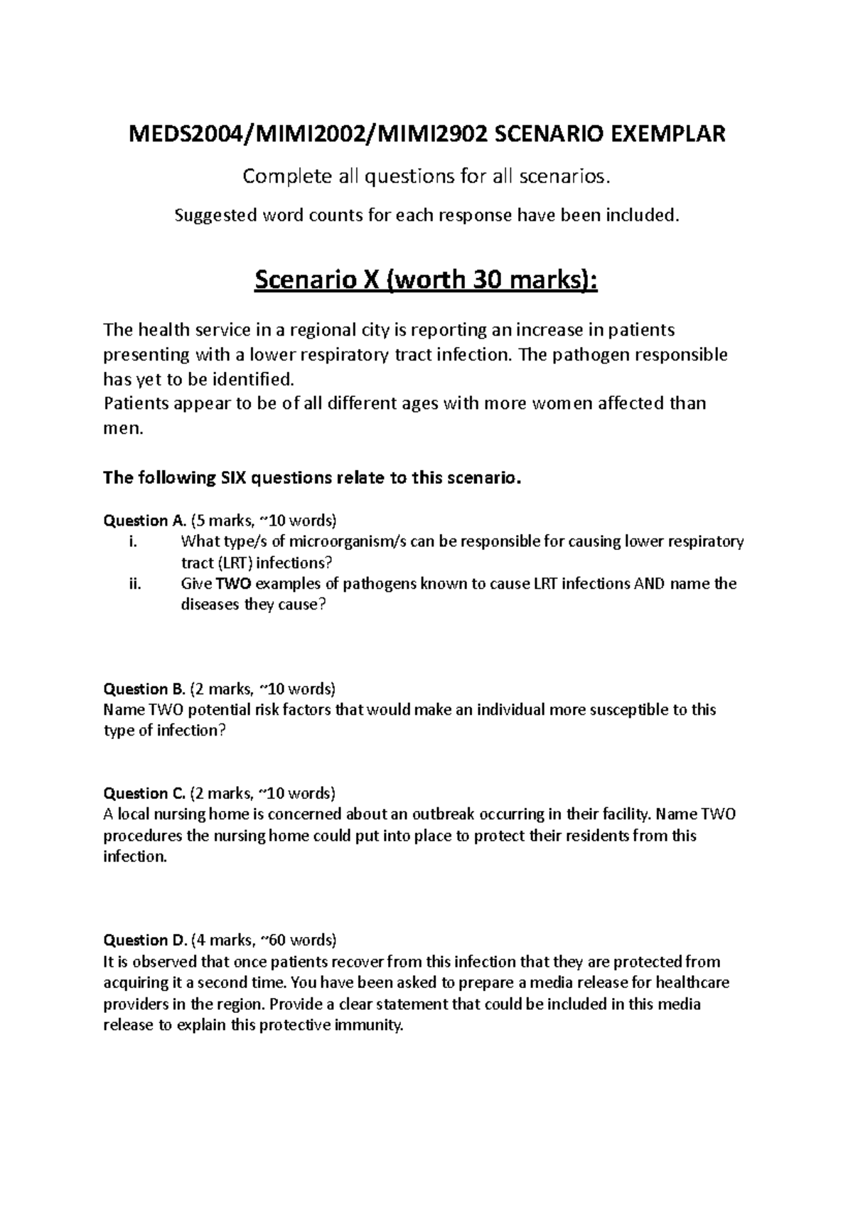 Scenario examplar 2023 - MEDS2004/MIMI2002/MIMI2902 SCENARIO EXEMPLAR ...