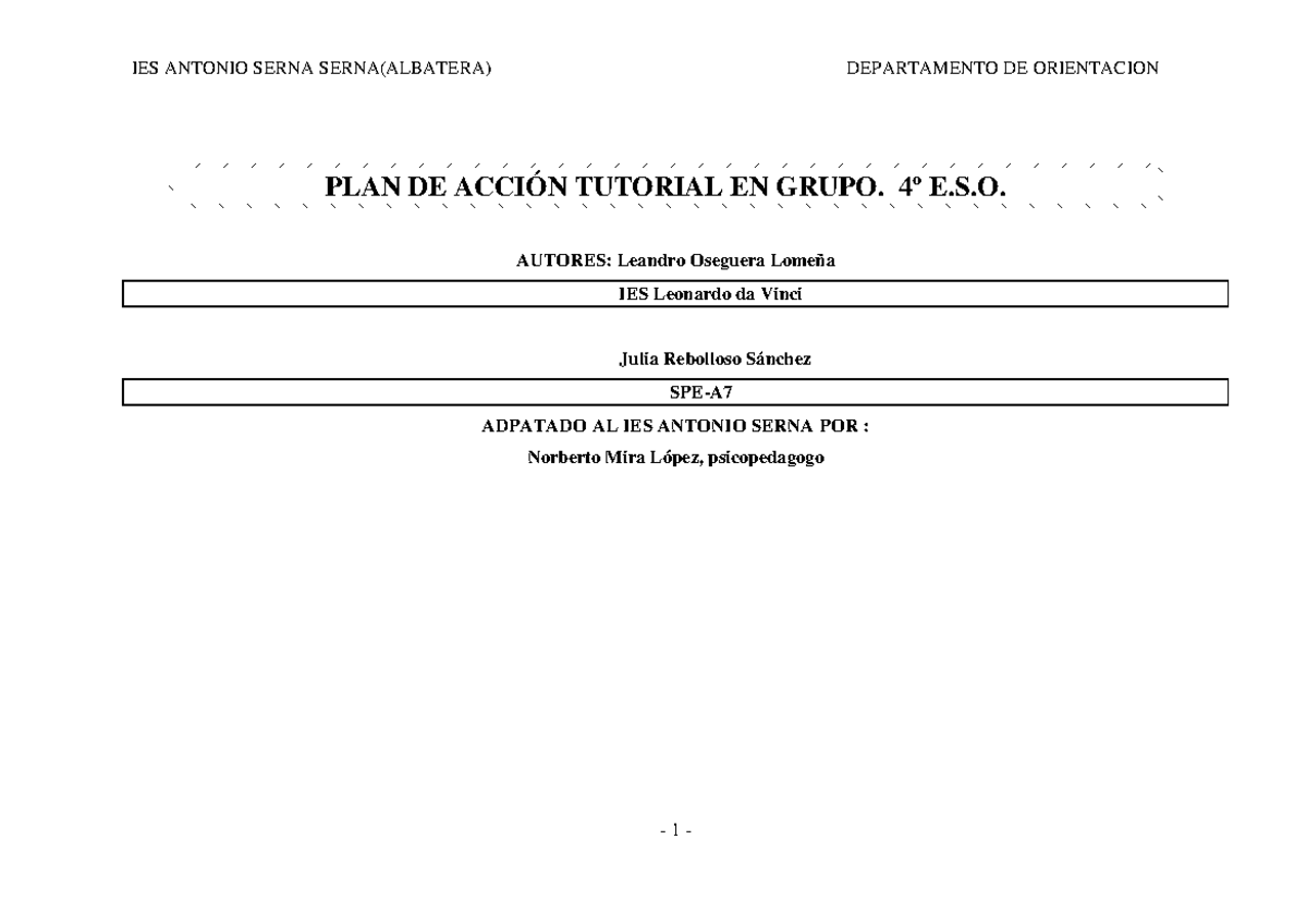Plan accion tutorial 4eso - IES ANTONIO SERNA SERNA(ALBATERA) DEPARTAMENTO DE ORIENTACION - 1 ...