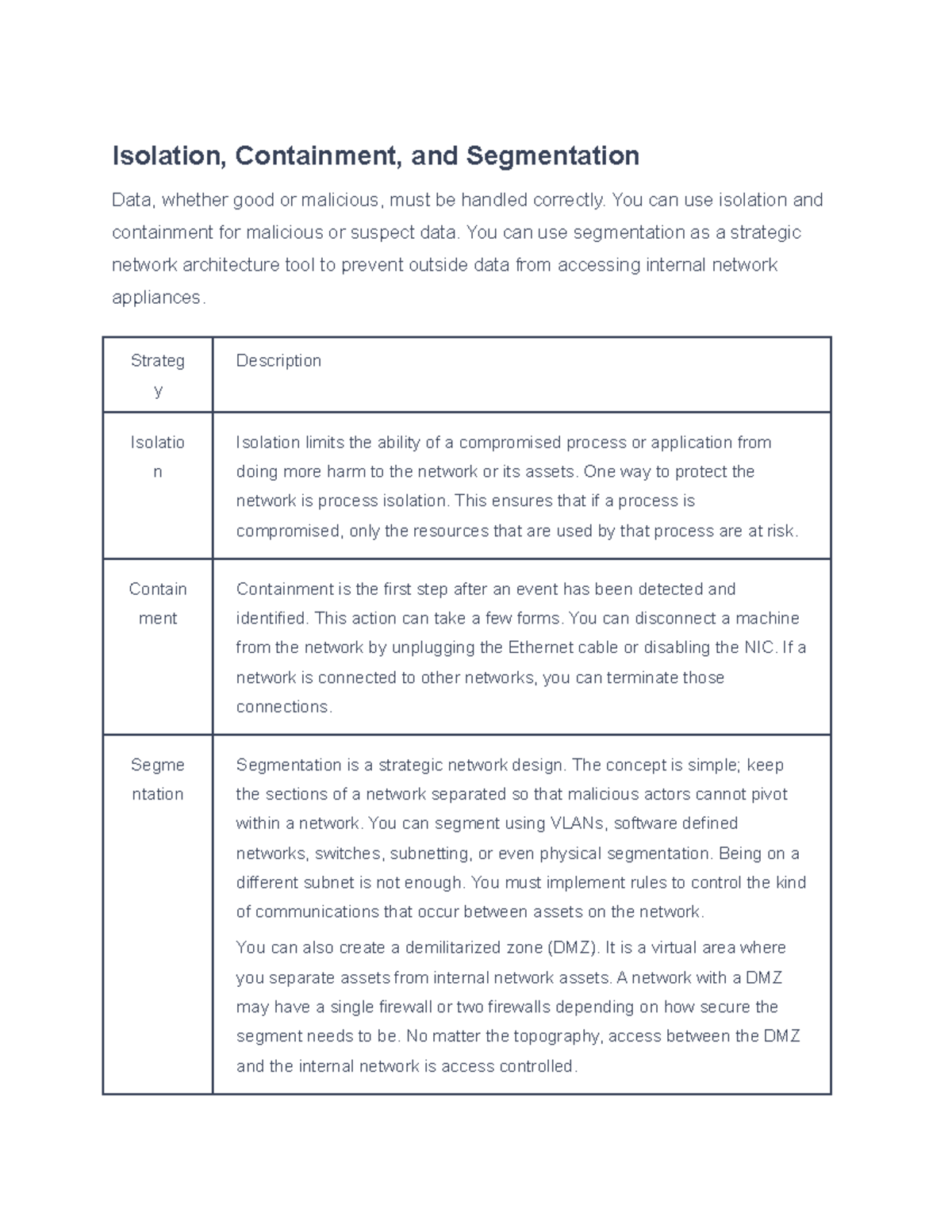 12.2.4 Isolate and Containment Facts - Isolation, Containment, and ...