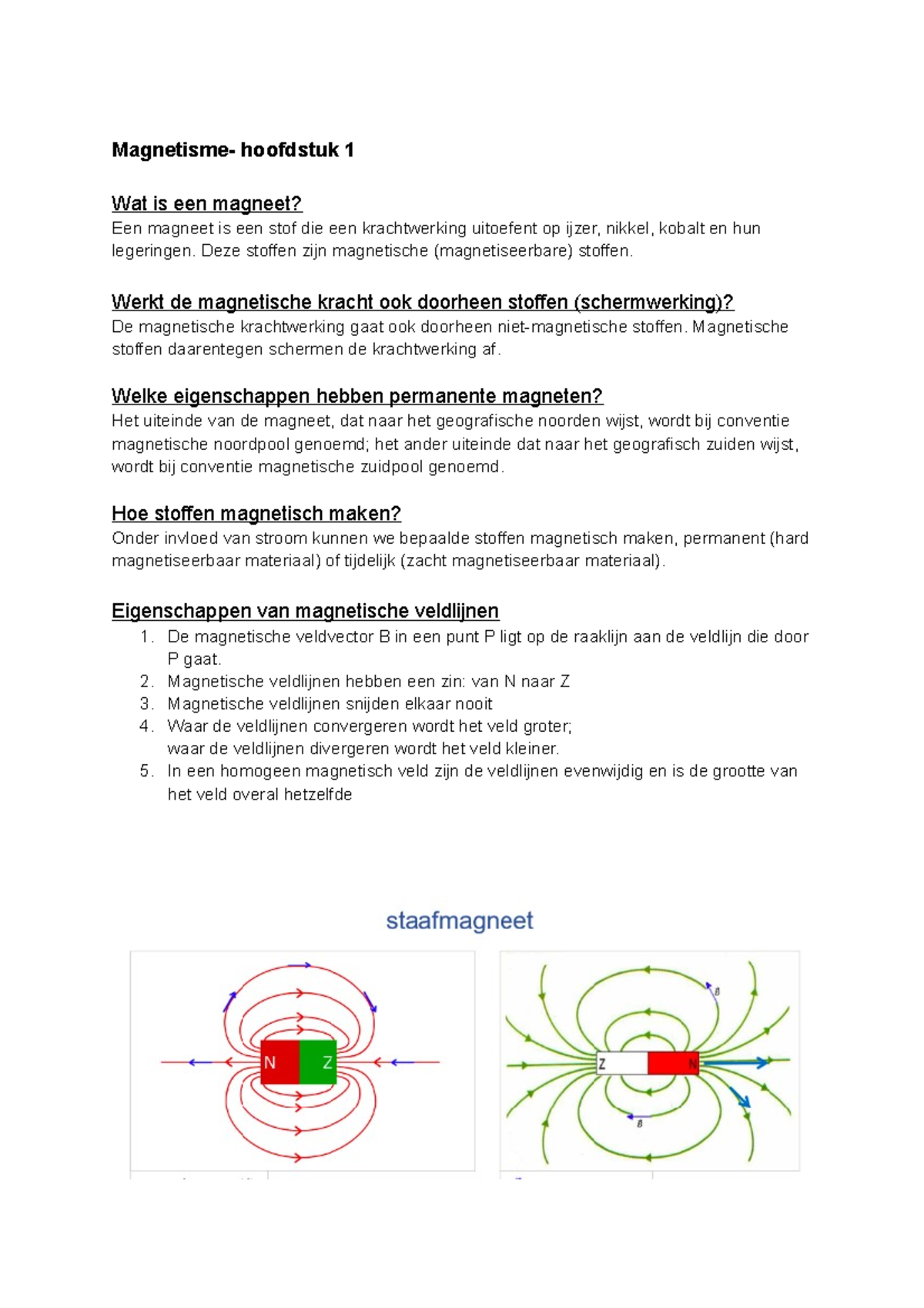 Fysica magnetisme - Magnetisme- hoofdstuk 1 Wat is een magneet? Een ...