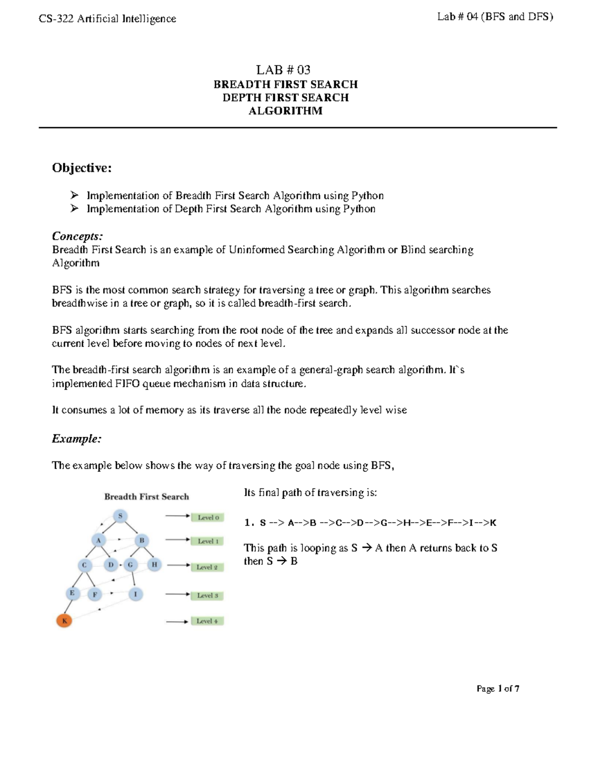 Bfs And Dfs Lab Bfs And Dfs Lab 03 Breadth First Search Depth First Search Algorithm
