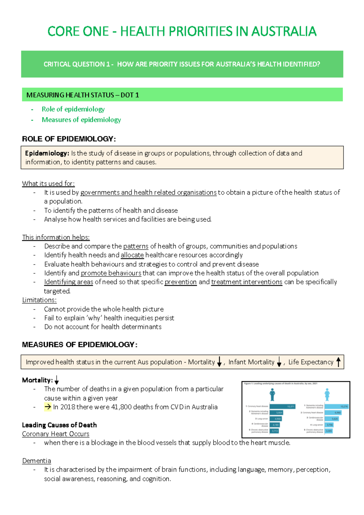CORE 1 - PDHPE - CORE ONE - HEALTH PRIORITIES IN AUSTRALIA CRITICAL ...