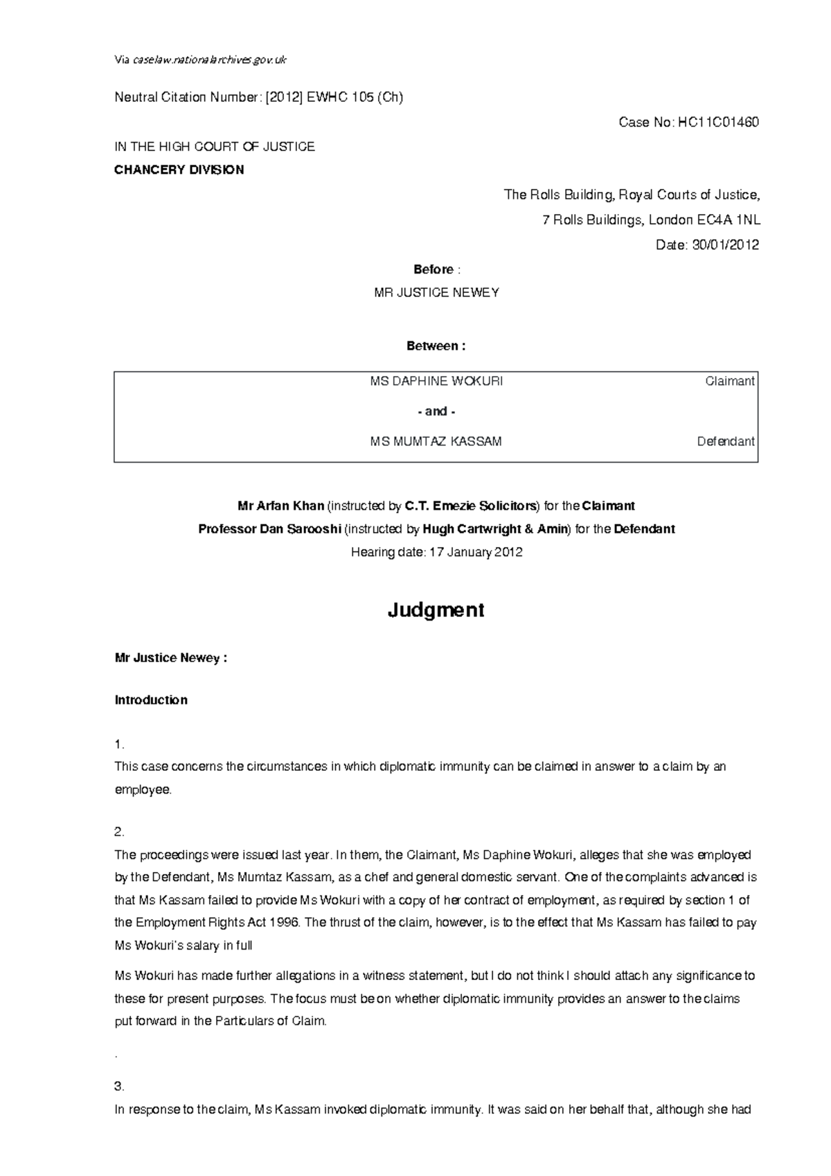 2012 EWHC 105 Ch Wolkuri v Kassam - Via caselaw.nationalarchives.gov ...