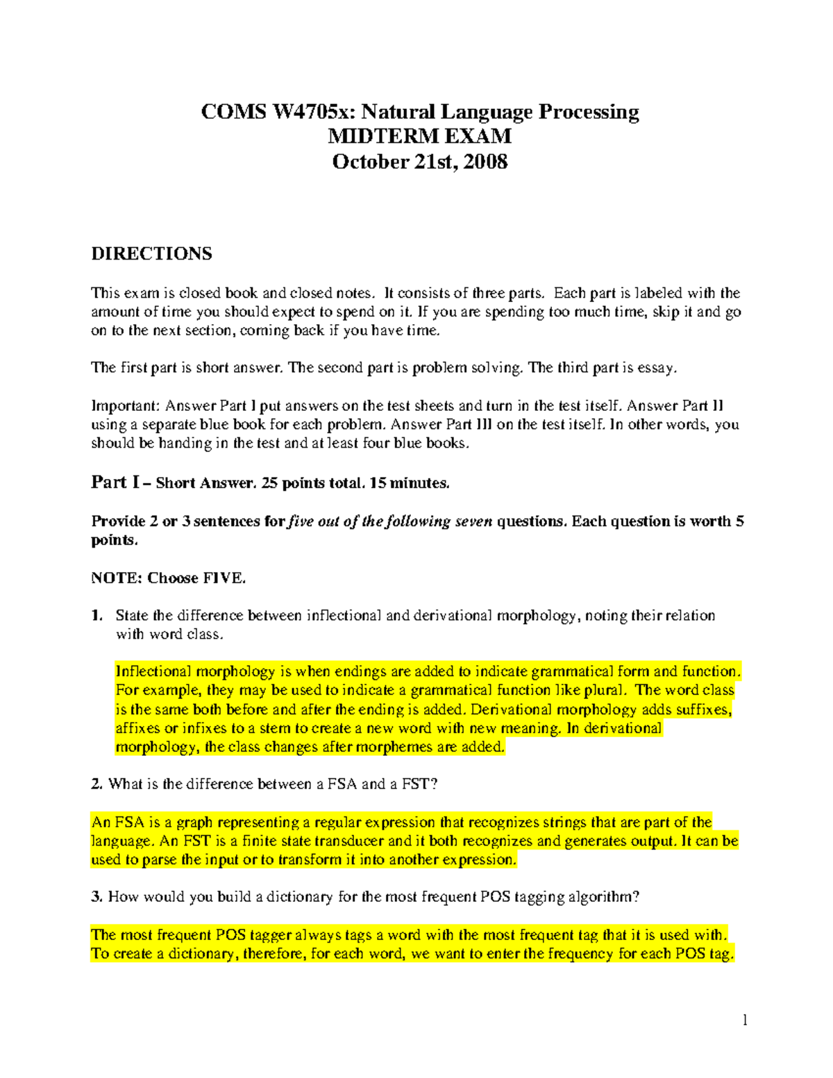 Midterm-F08upload-answers Madhav - COMS W4705x: Natural Language Processing MIDTERM EXAM October ...