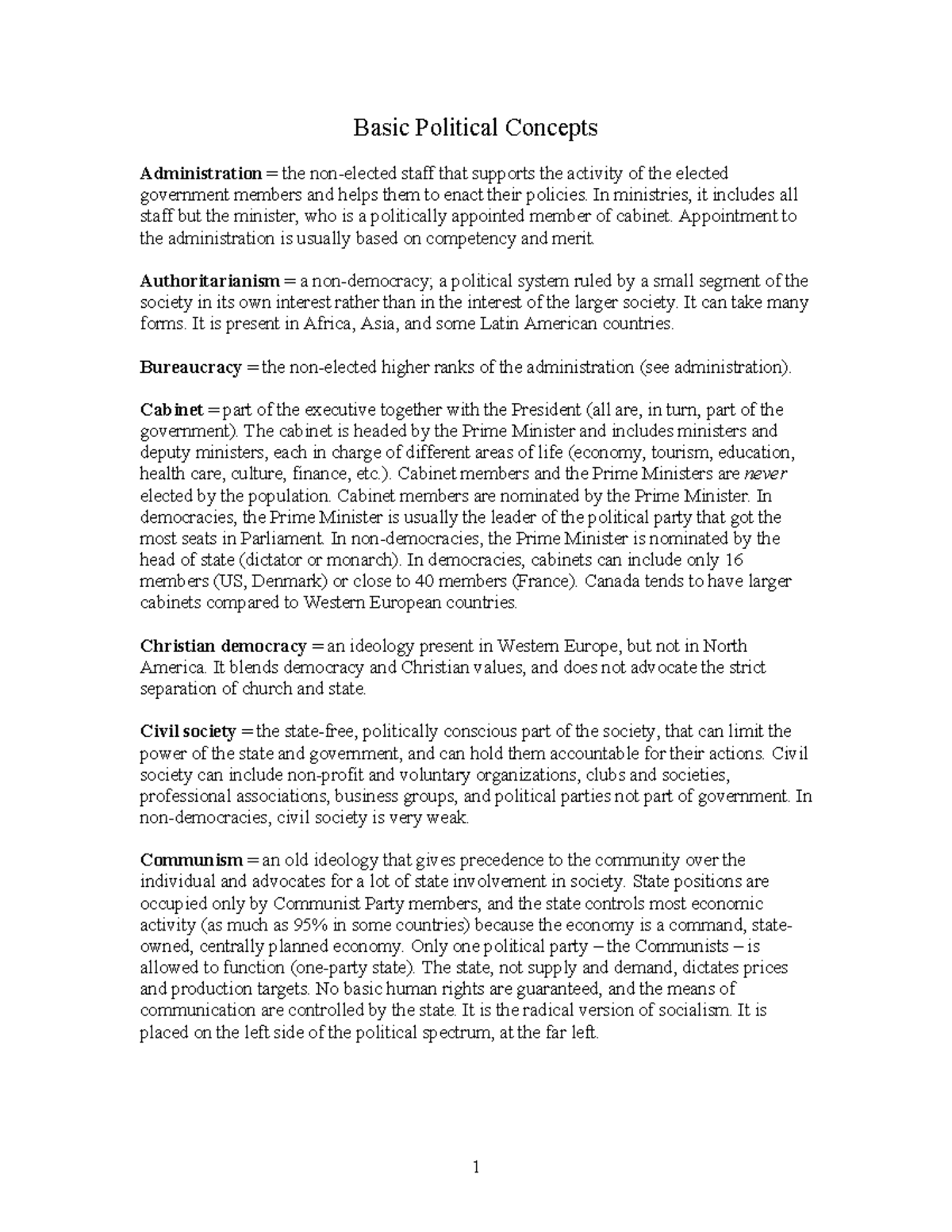 Basic Political Concepts - Basic Political Concepts Administration ...