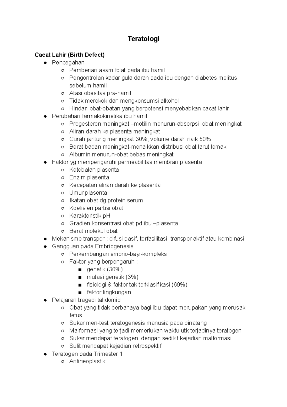 Teratologi: Pencegahan Cacat Lahir - Teratologi Cacat Lahir (Birth Defect) Pencegahan Pemberian ...