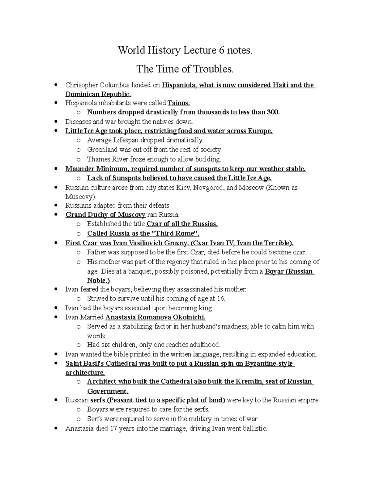 World History Lecture 6 notes 1 - World History Lecture 6 notes. The ...