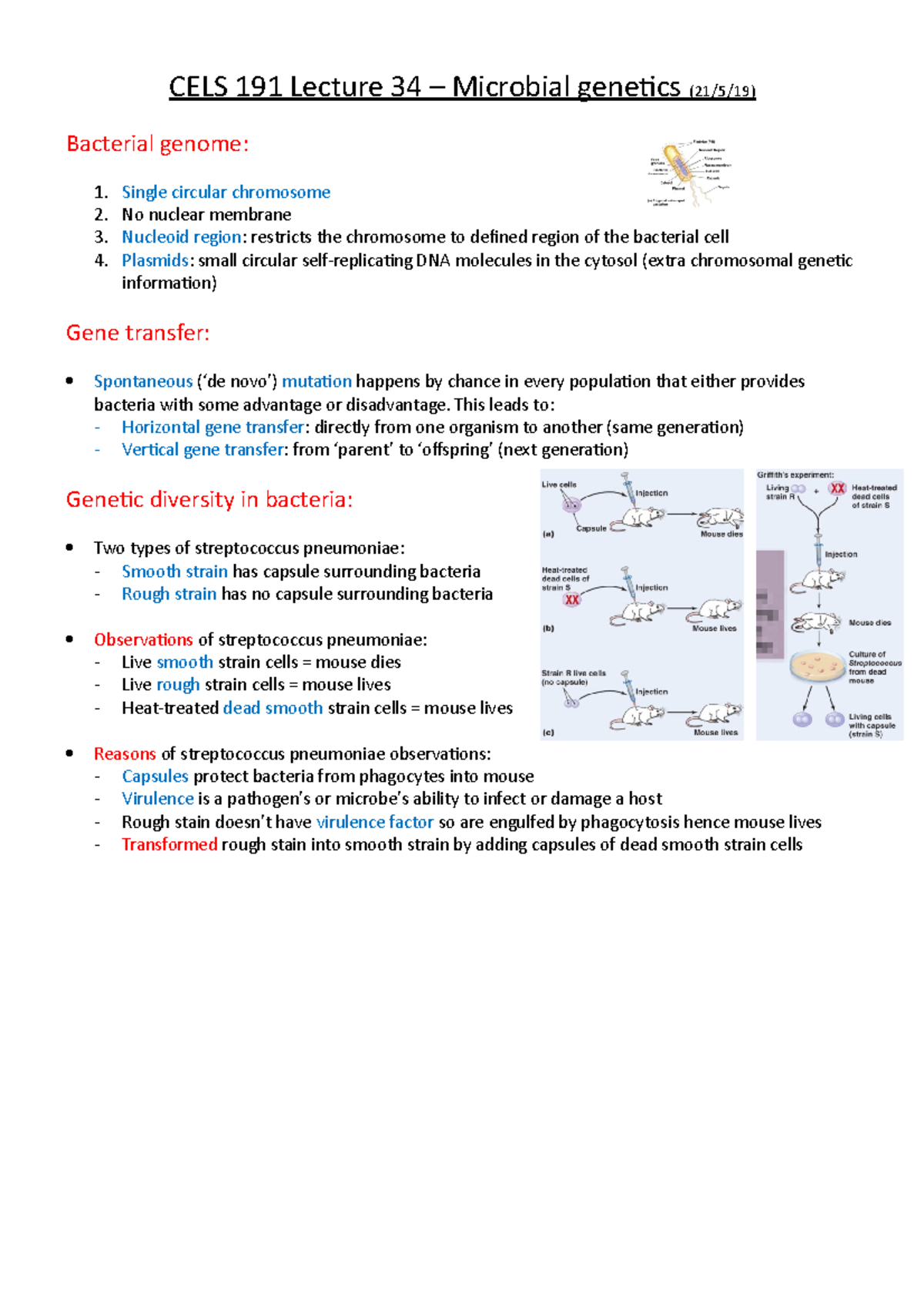 CELS 191 Lecture 34 - CELS191 notes with average of 97% - CELS 191 ...