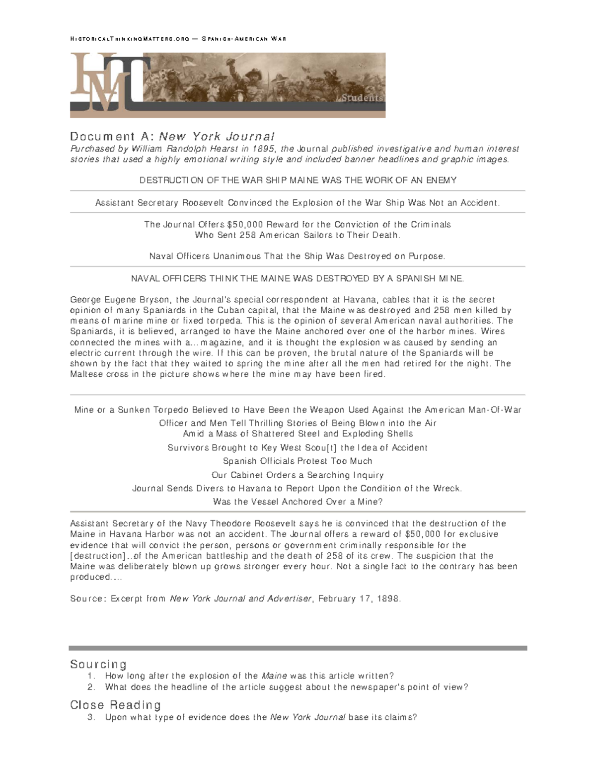 Documents+SAW+activity - Document A: New York Journal Purchased by ...