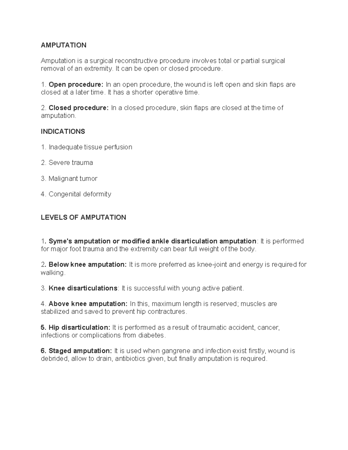Amputation - AMPUTATION Amputation is a surgical reconstructive ...