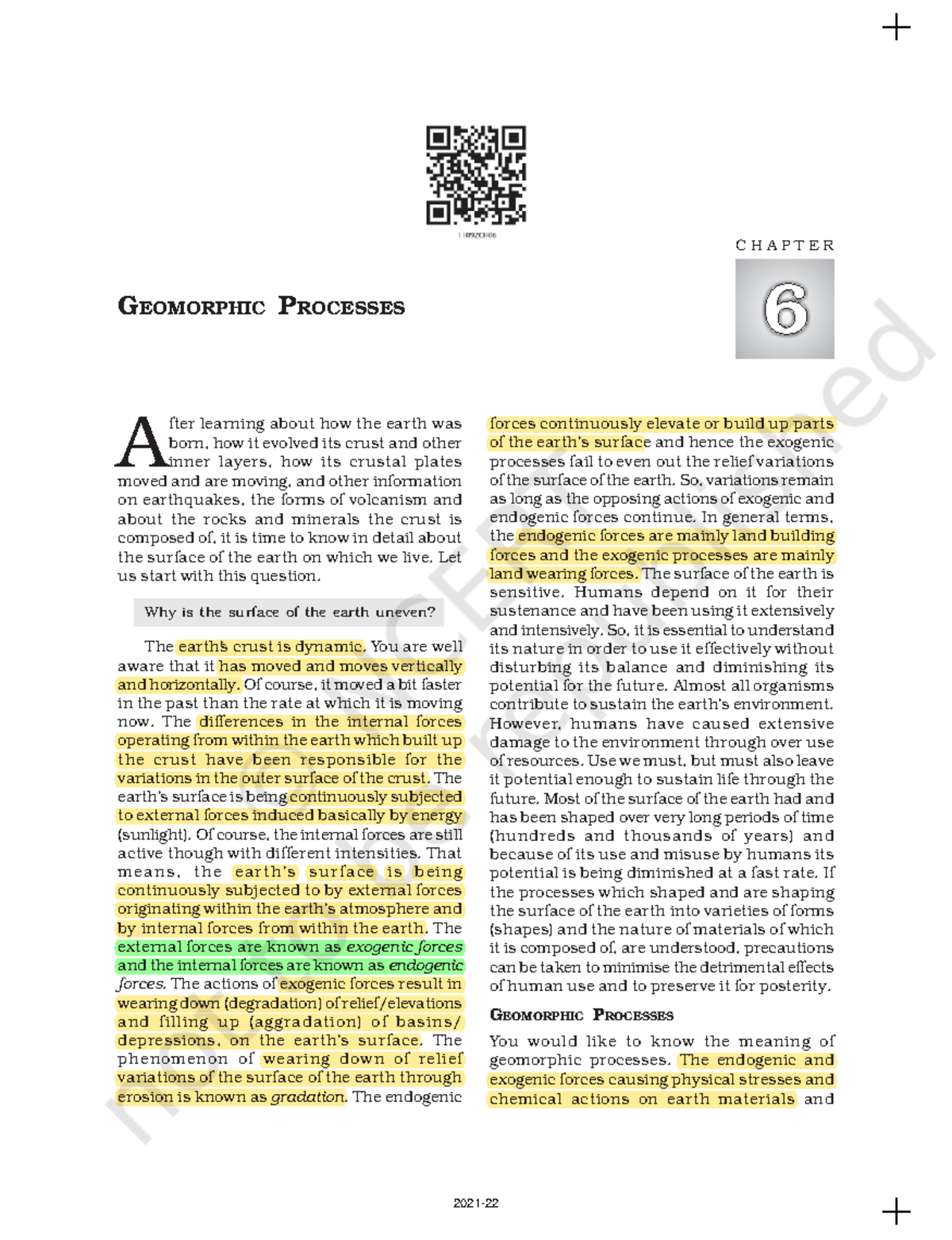Kegy206 Geomorphic Processes - GEOMORPHIC PROCESSES C H A P T E R A ...