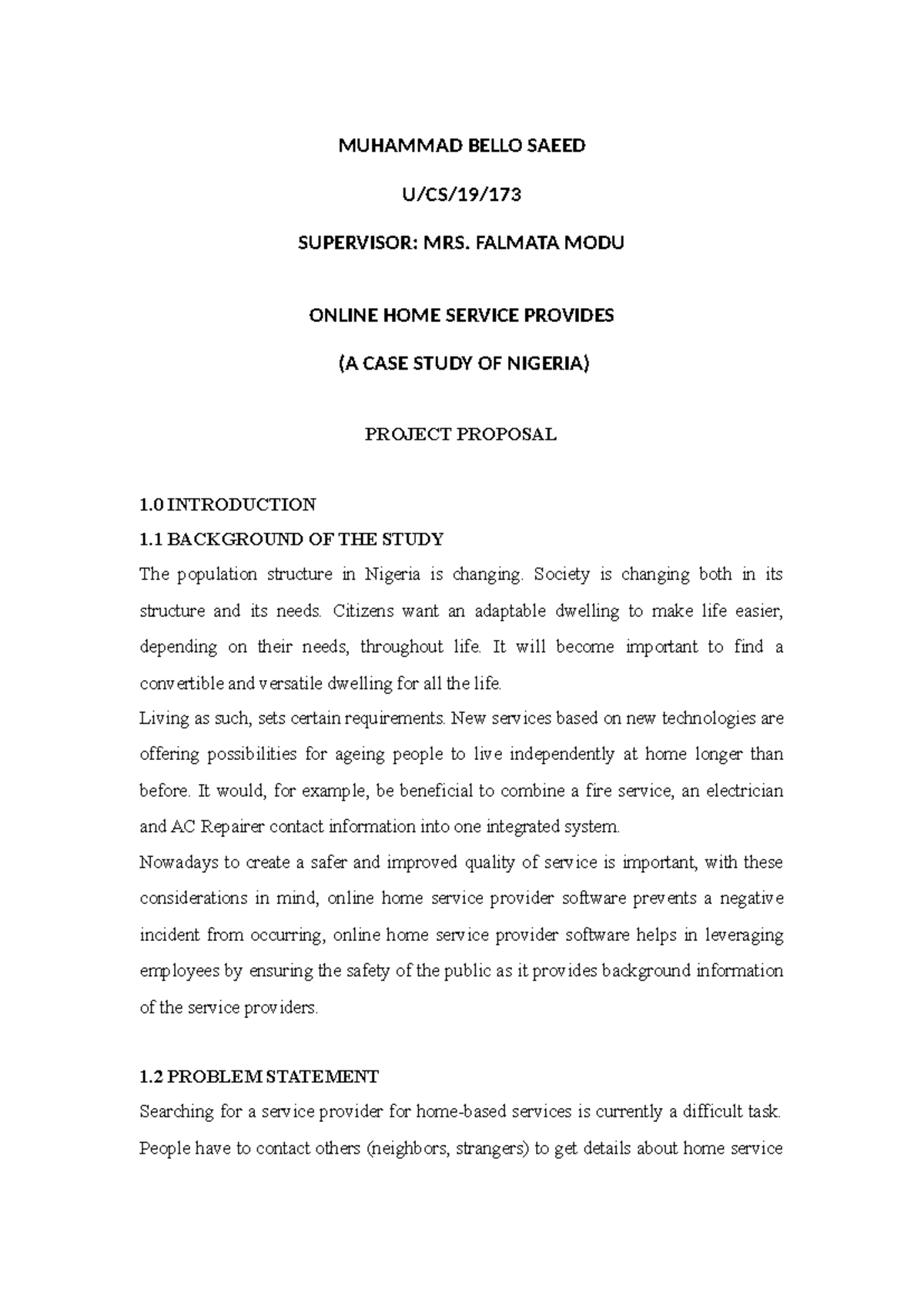 Propasal - Tyygvb hub. H BH. Hbbv b. Hub yffggg - MUHAMMAD BELLO SAEED ...