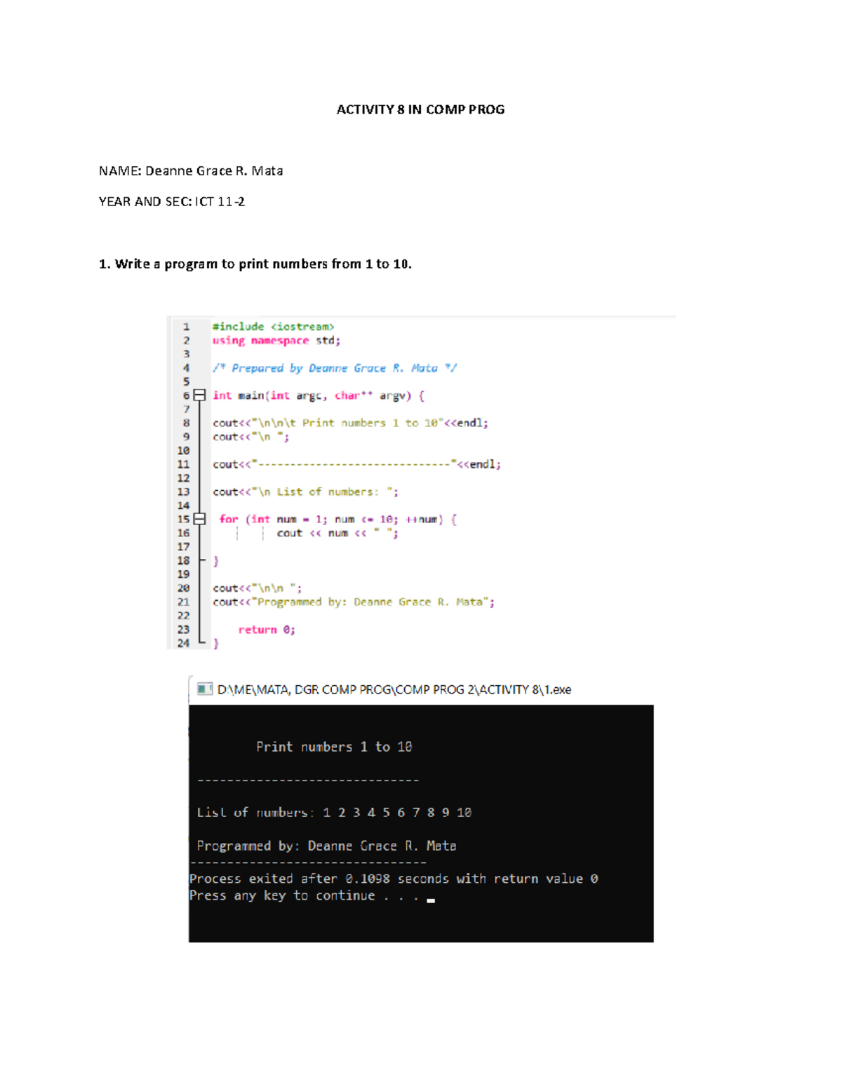 Activity 8 IN COMP PROG - activities ko hahahahaha di ko sure if tama ...