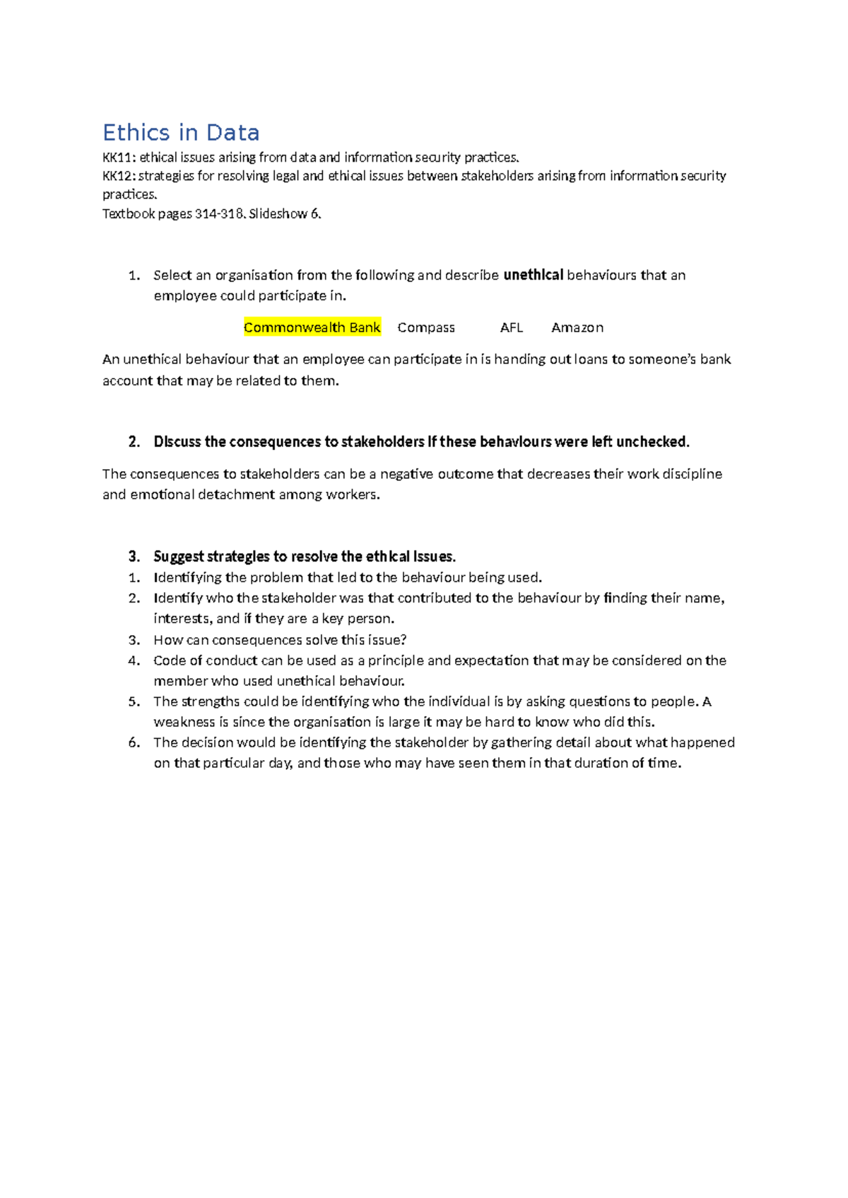 7. Ethics in Data - aaaaaaa - Ethics in Data KK11: ethical issues ...