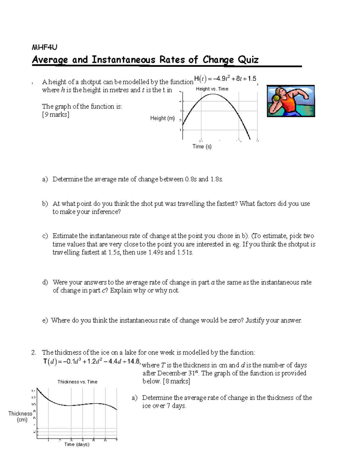 Rates Quiz Anything in course ac123 - MHF4U Average and Instantaneous ...