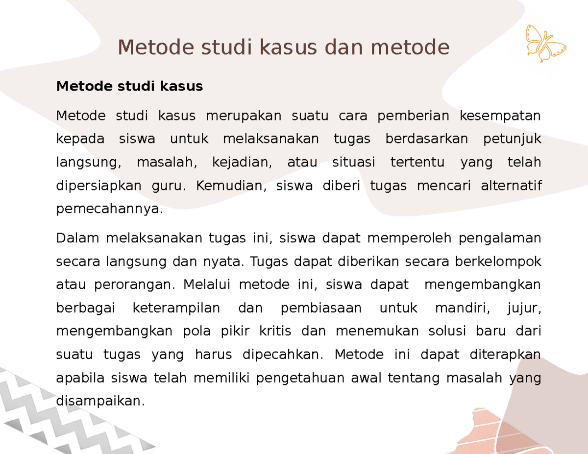 Metode studi kasus dan simposium - Metode studi kasus dan metode Metode ...