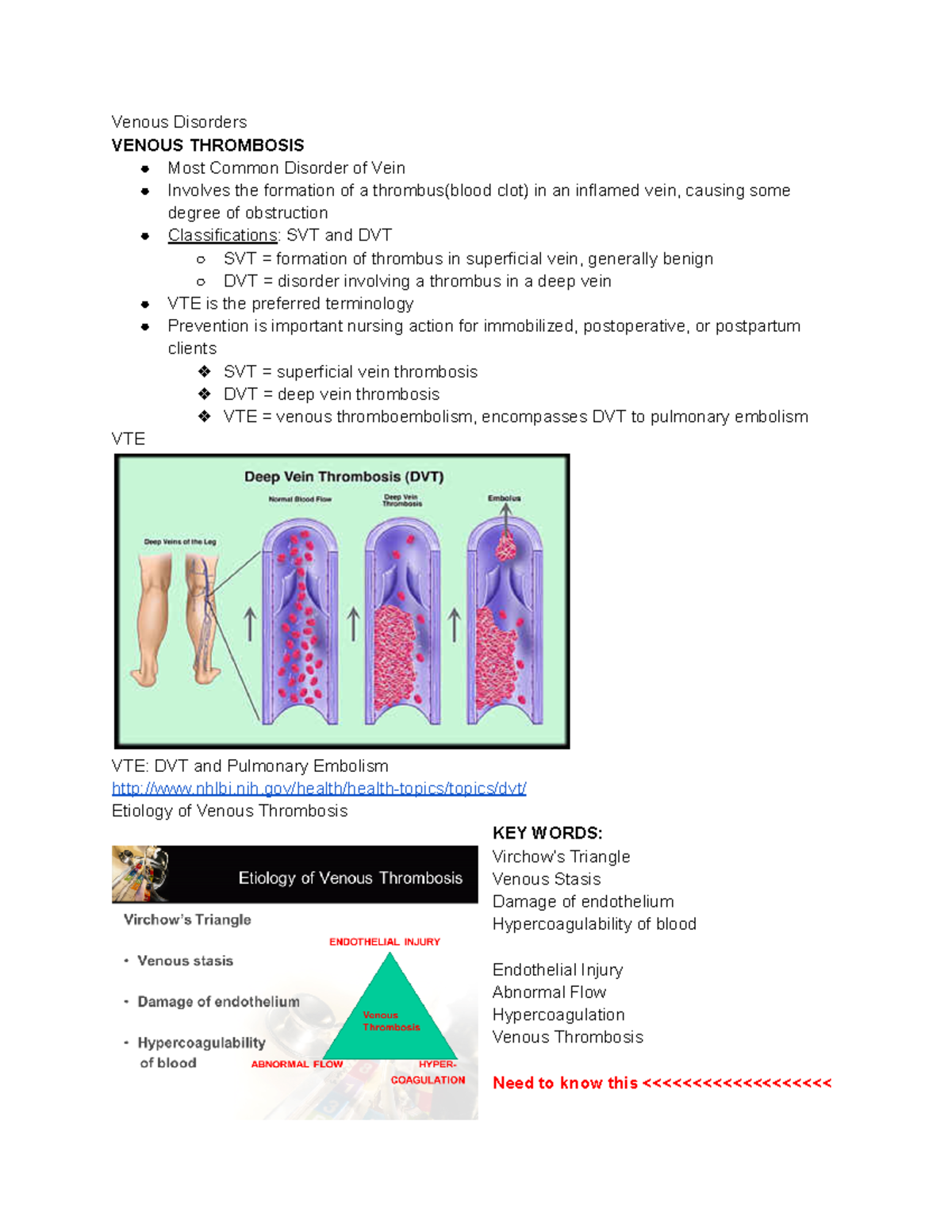 Venous disorders - Study guide notes - Venous Disorders VENOUS ...