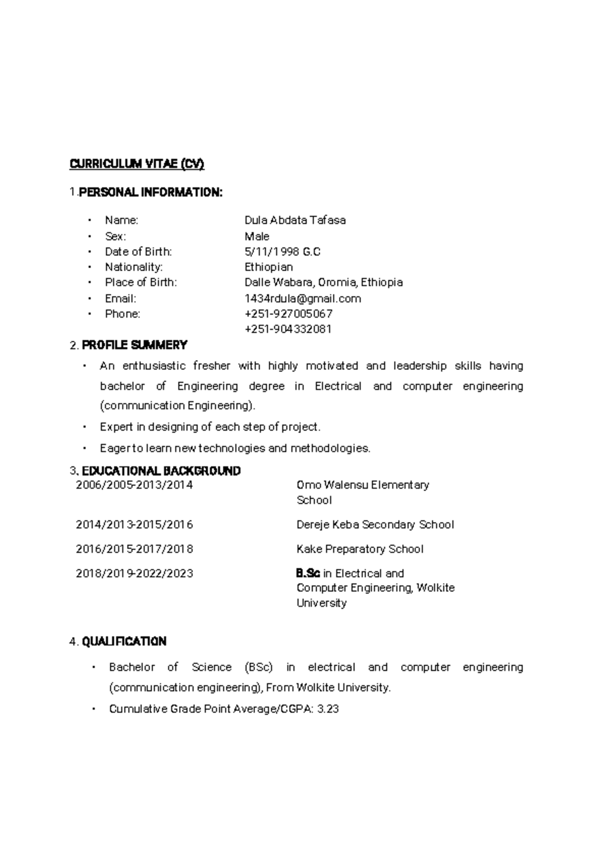 CV - I haven't additional information - CURRICULUM VITAE(CV) 1 ...