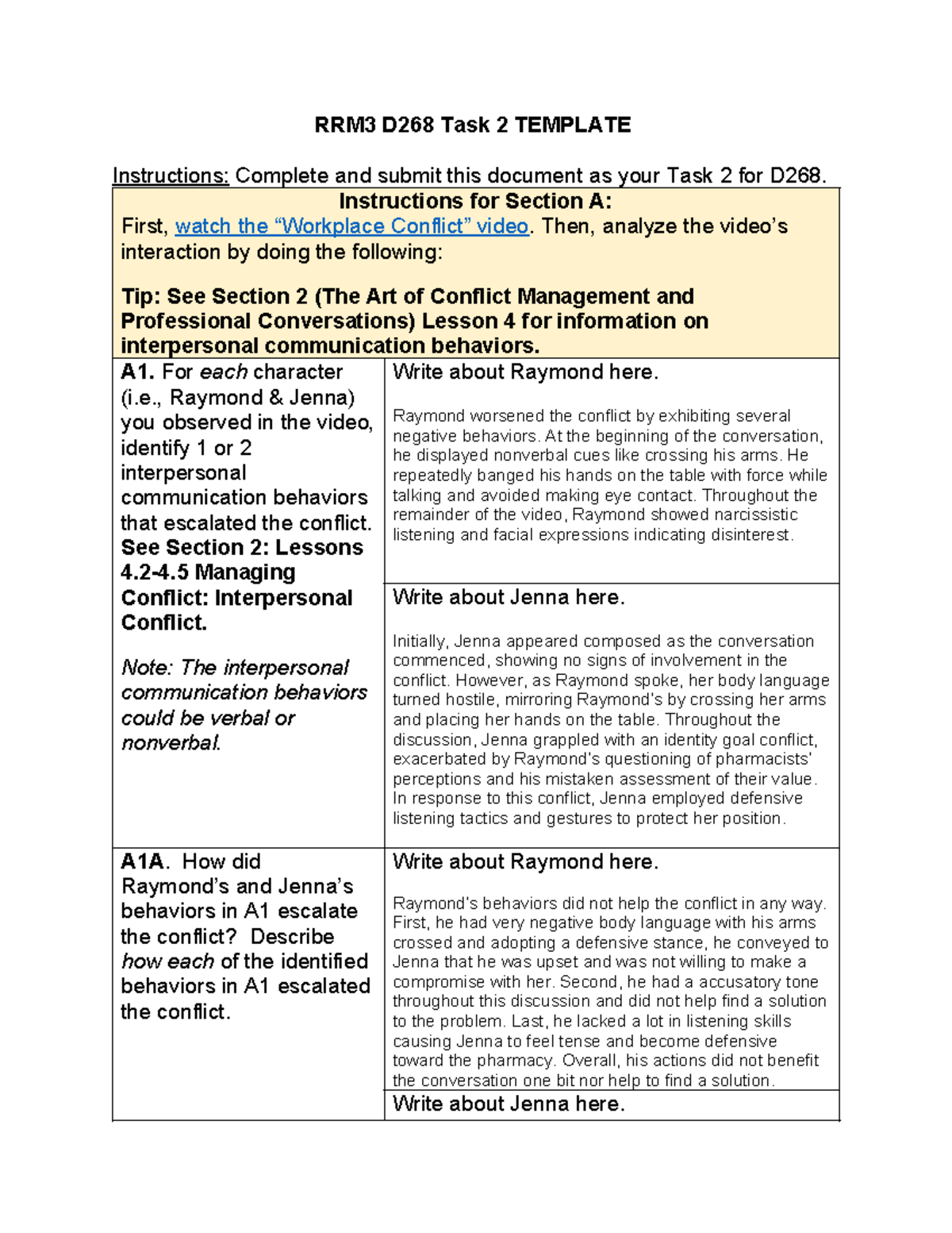 Task 2 D268 WGU - RRM3 D268 Task 2 TEMPLATE Instructions: Complete and ...