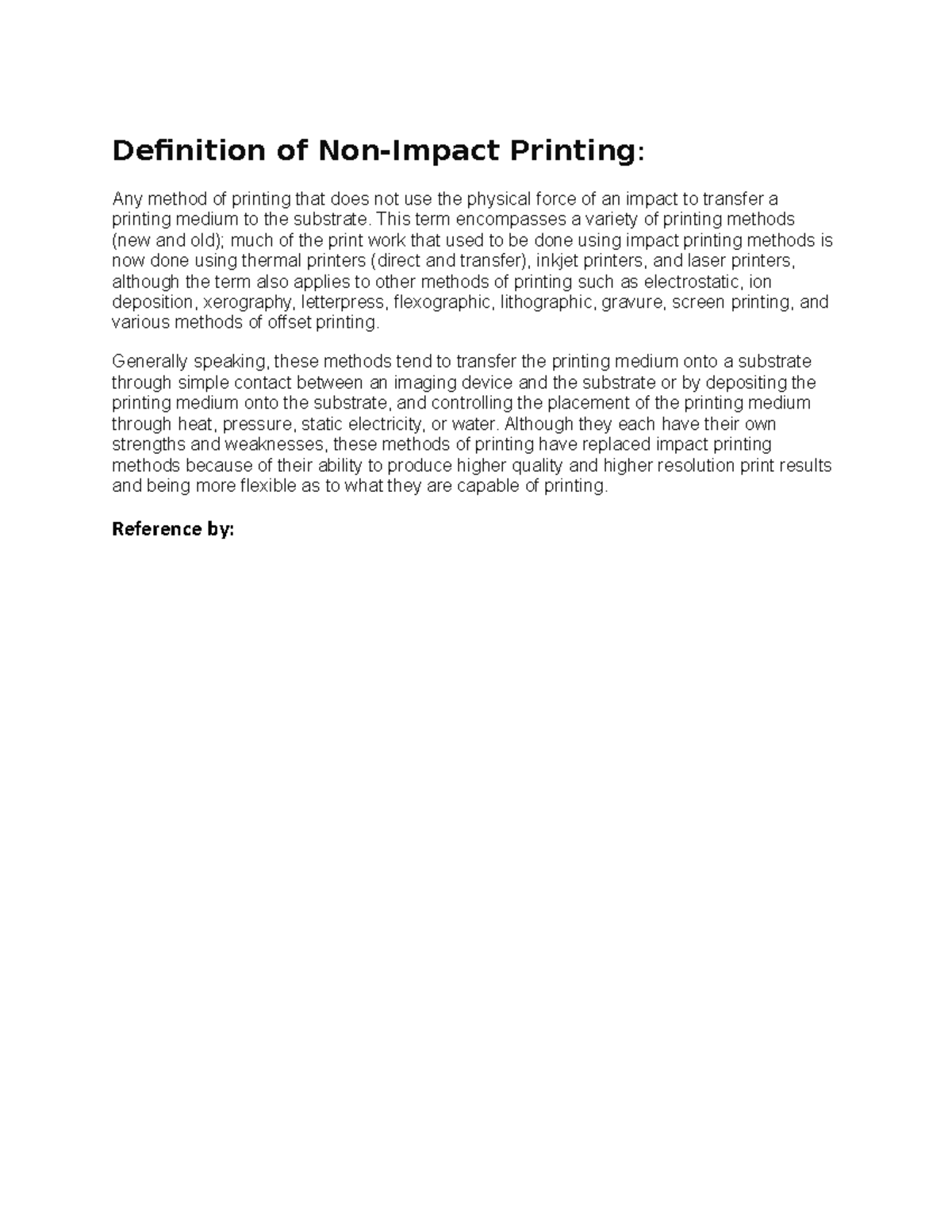 New Microsoft Office Word Document - Definition of Non-Impact Printing ...