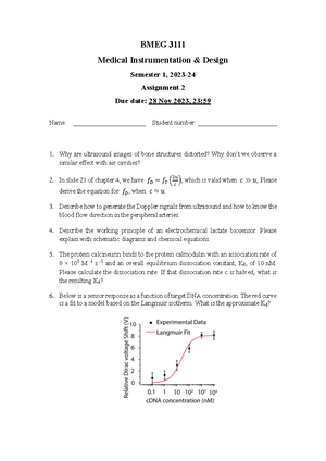 Homework 1 solutions of BMEG3320 - BMEG 3320 — Biomedical Imaging Homework 1 Suggested solutions ...