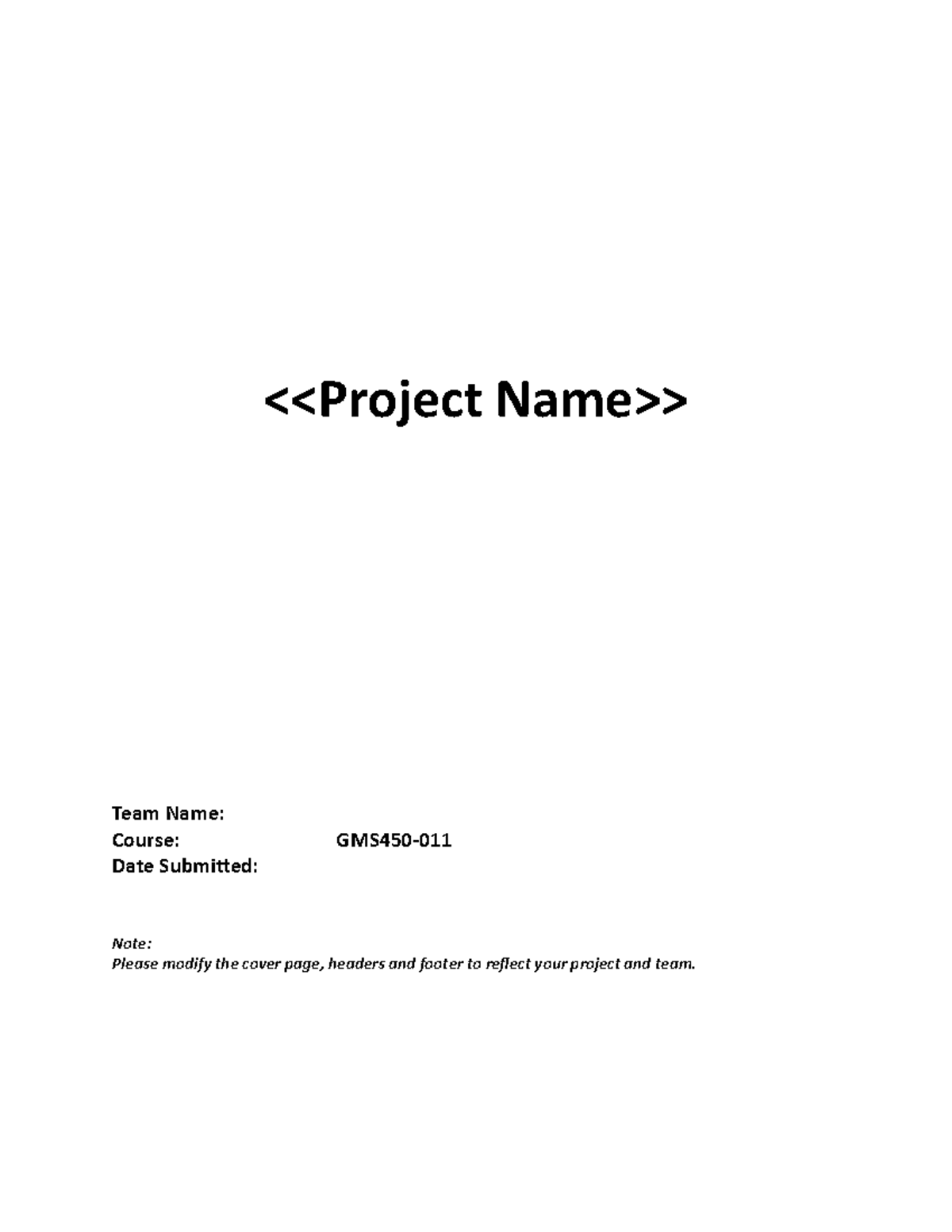 GMS450 Assignment 3 Template - Team Name: Course: GMS450- Date ...