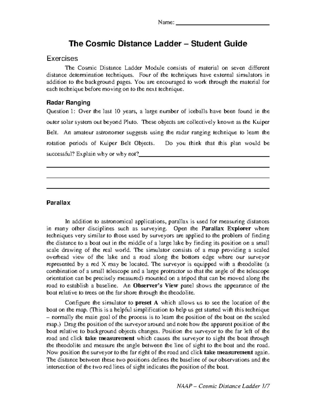 Naap distance sg 08 - Good Stuff - Name: The Cosmic Distance Ladder ...