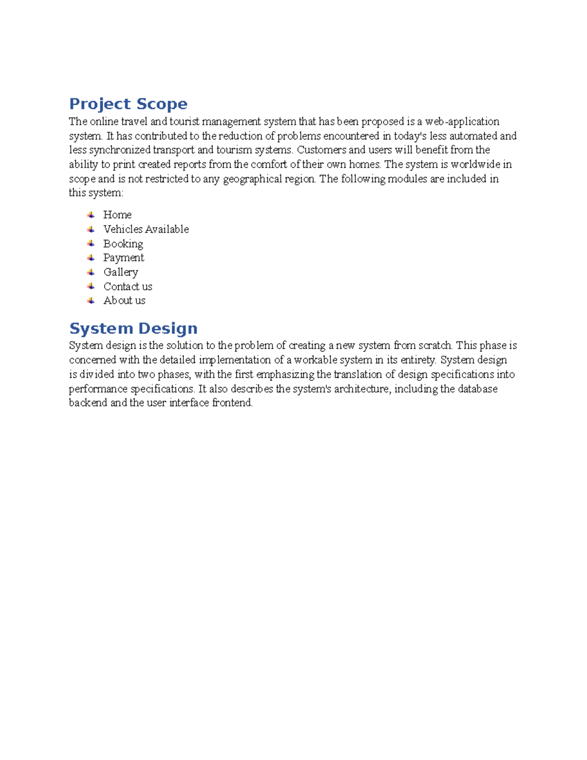 7 - lecture notes - Project Scope The online travel and tourist ...