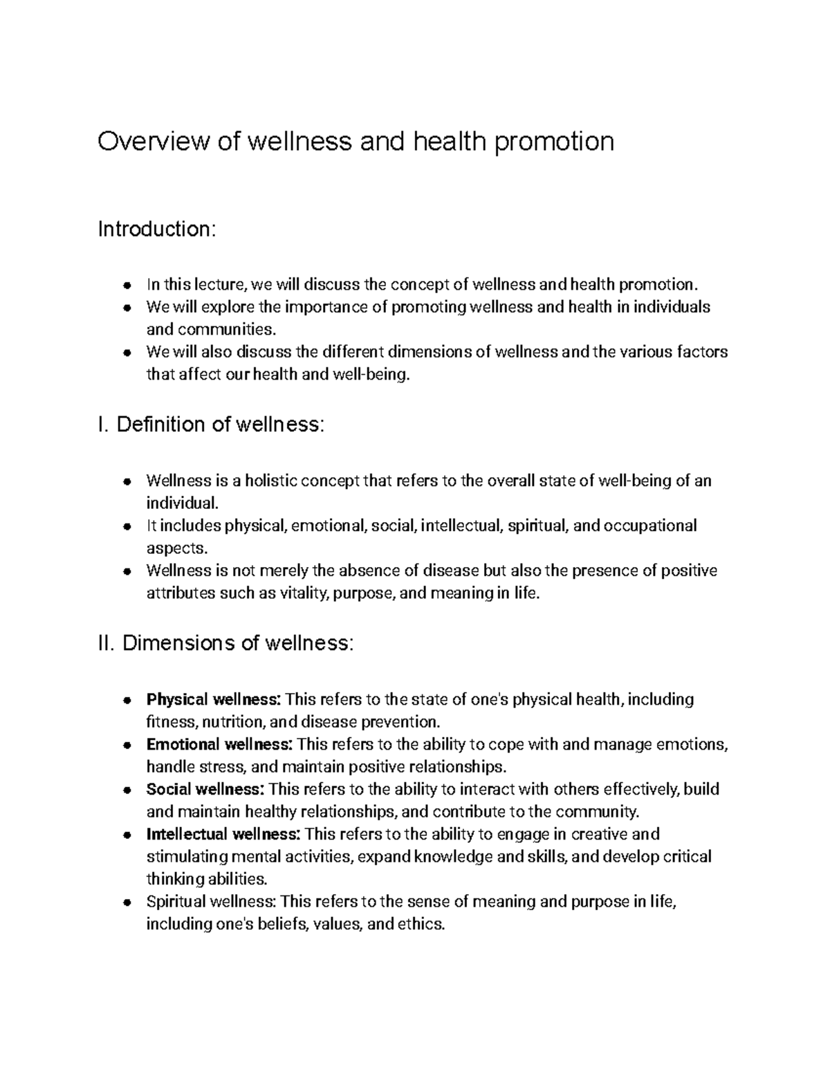 Personal and Community Health (HLE-1150) Lecture 4 - Overview of ...
