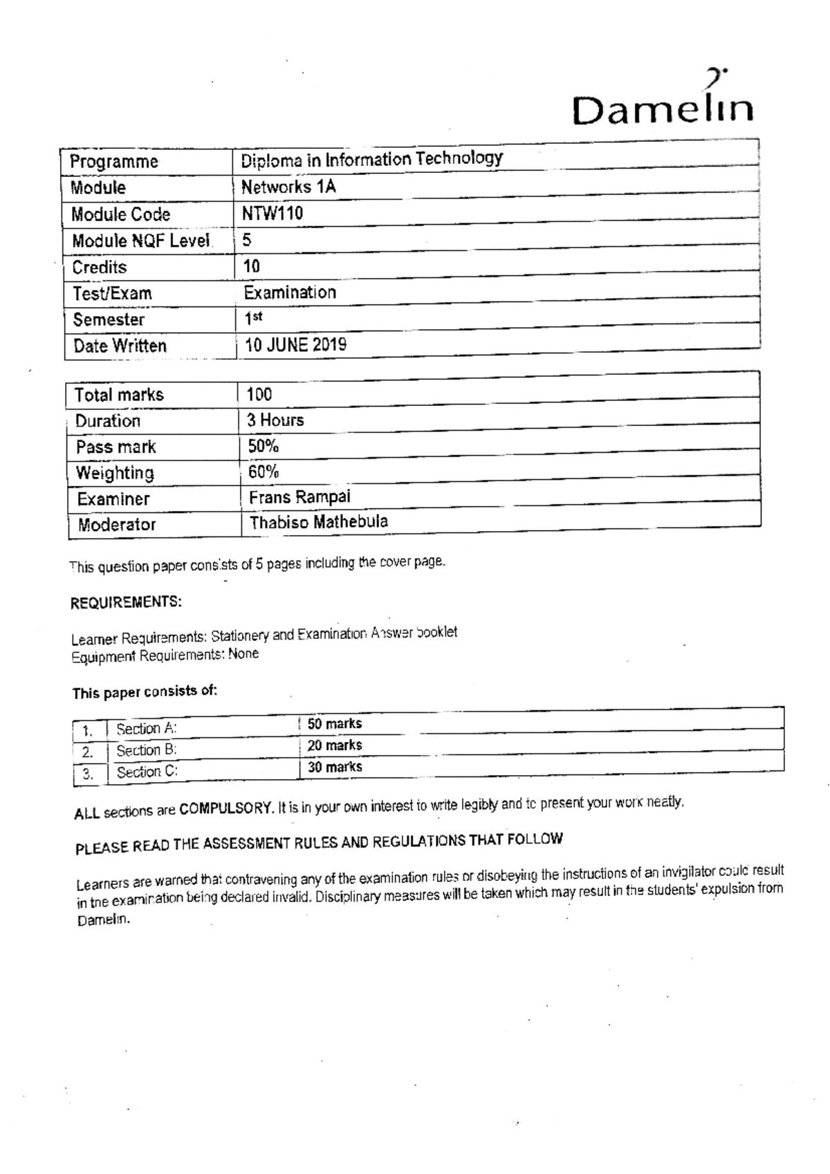 Netw1a 2019 - networks - Studocu