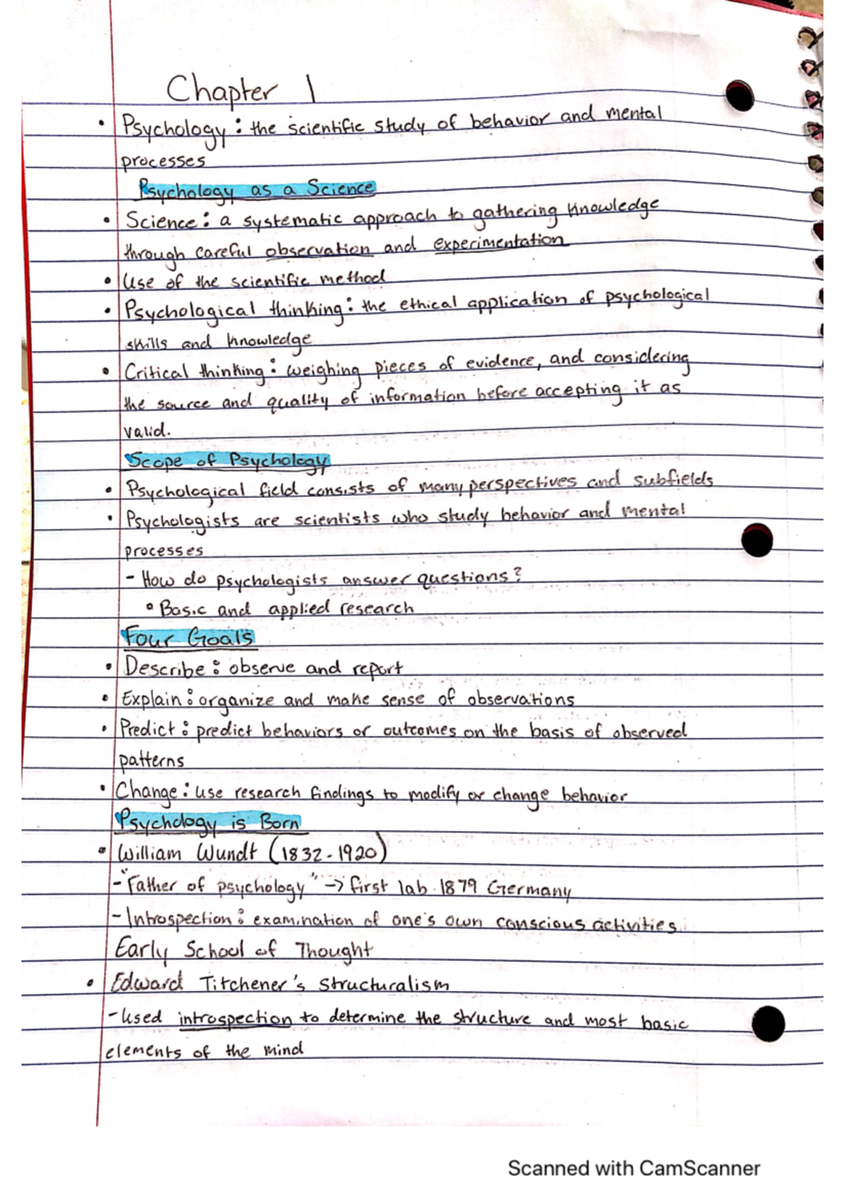 Chapter 1 Notes - Professor Lavonda Sweeney - PSY 201 - Greenville Tech ...