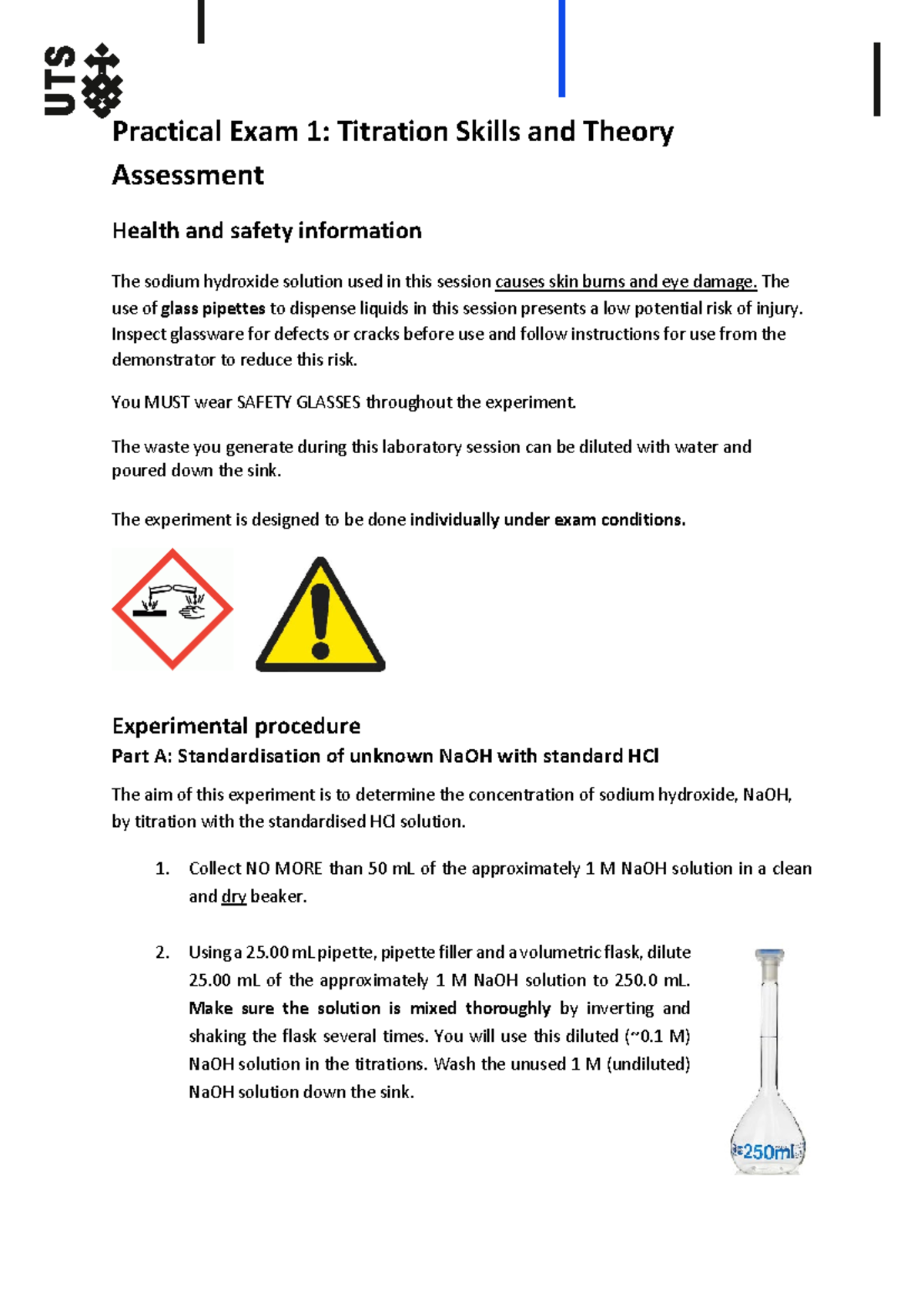Practical Examination 1 - Procedure - Practical Exam 1: Titration ...