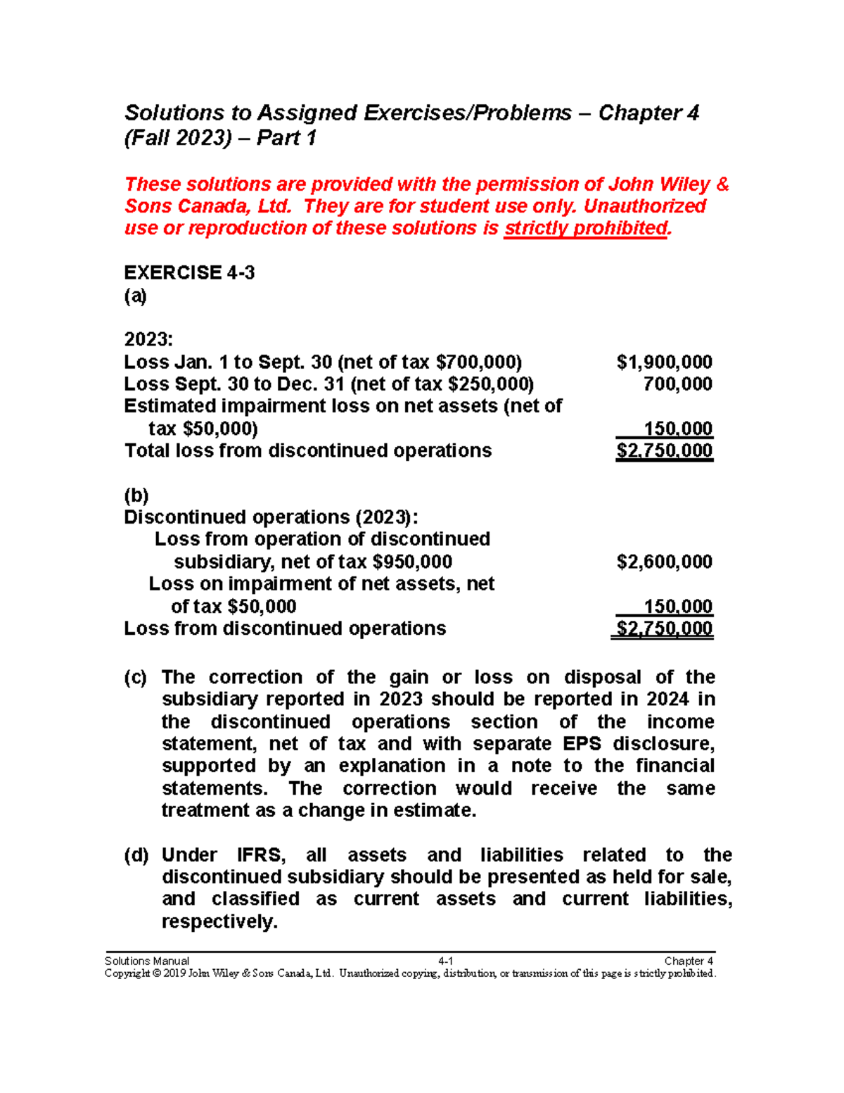 Chapter 4 -Textbook Sol - Solutions Manual 4 - 1 Chapter 4 Solutions to Assigned Exercises ...