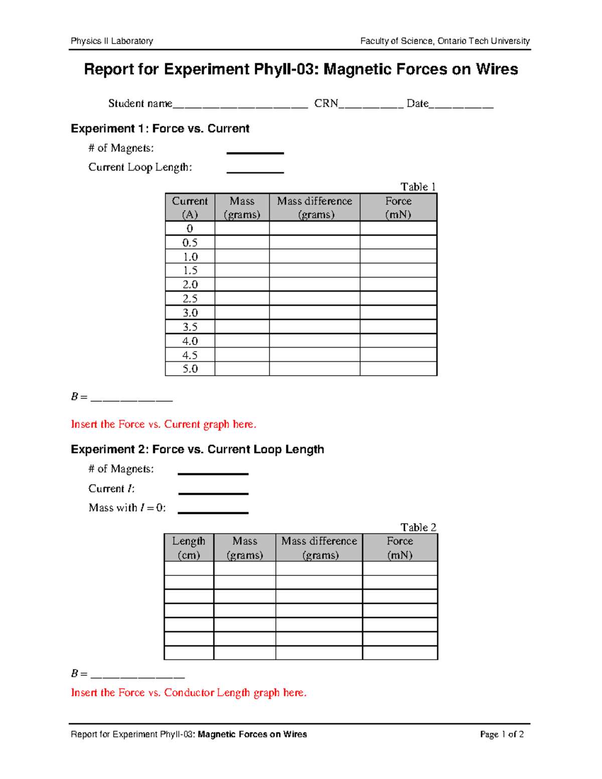Report Magnetic Forces - Physics II Laboratory Faculty of Science ...