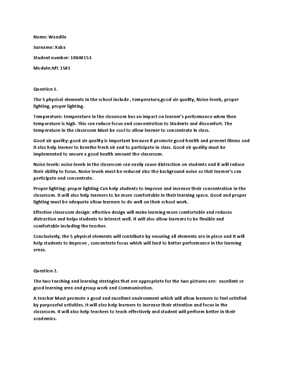 AFL1501(wandile) - Hope this assignment will be helpful to other ...