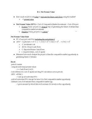 MID TERM Formula Sheet - 1 FORMULA SHEET Non Operating Working Capital ...