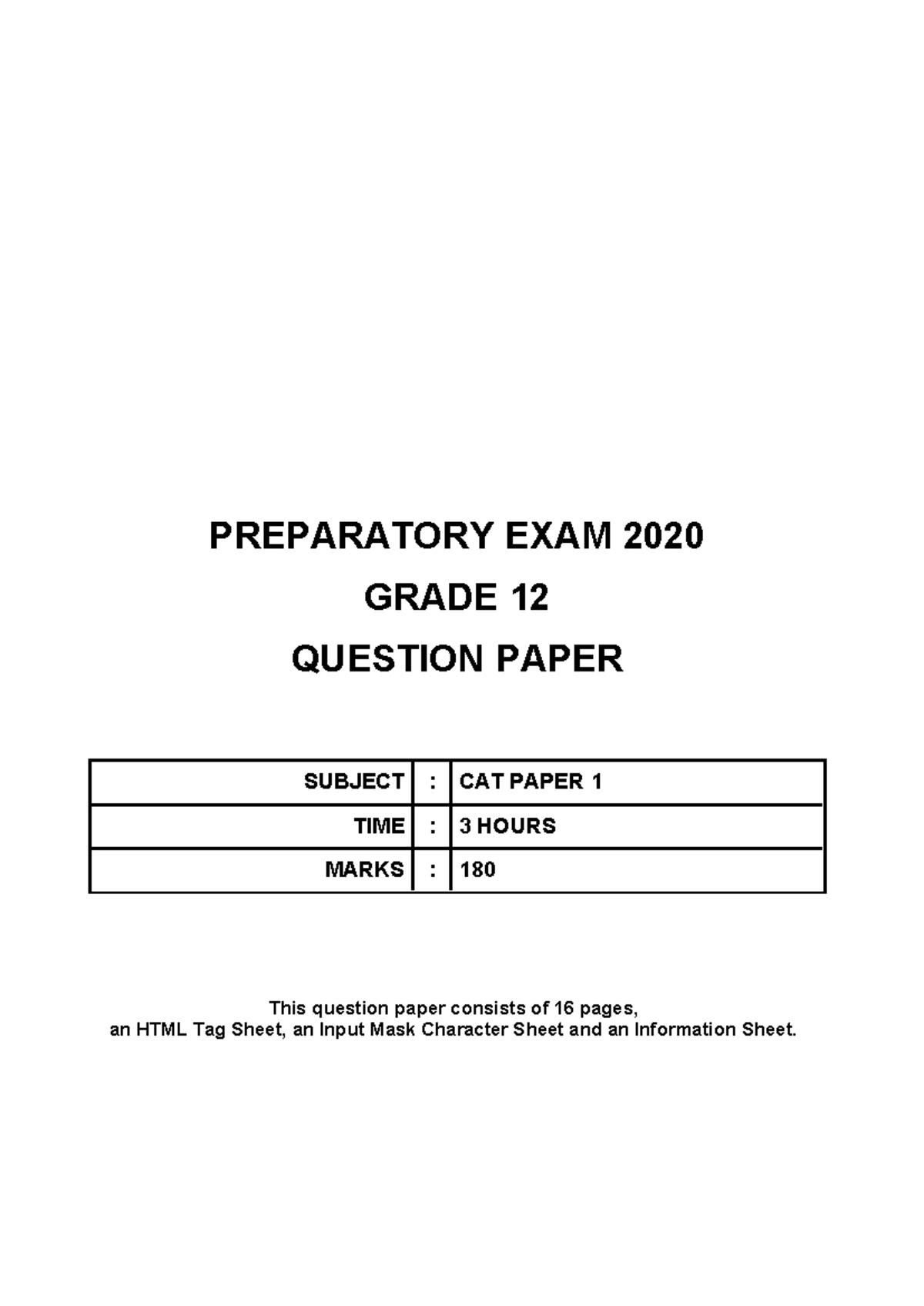 Preparatory EXAM 2020 - it will help - PREPARATORY EXAM 2020 GRADE 12 ...