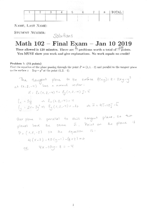 Math102 final sample 1 - Calculus II - Studocu
