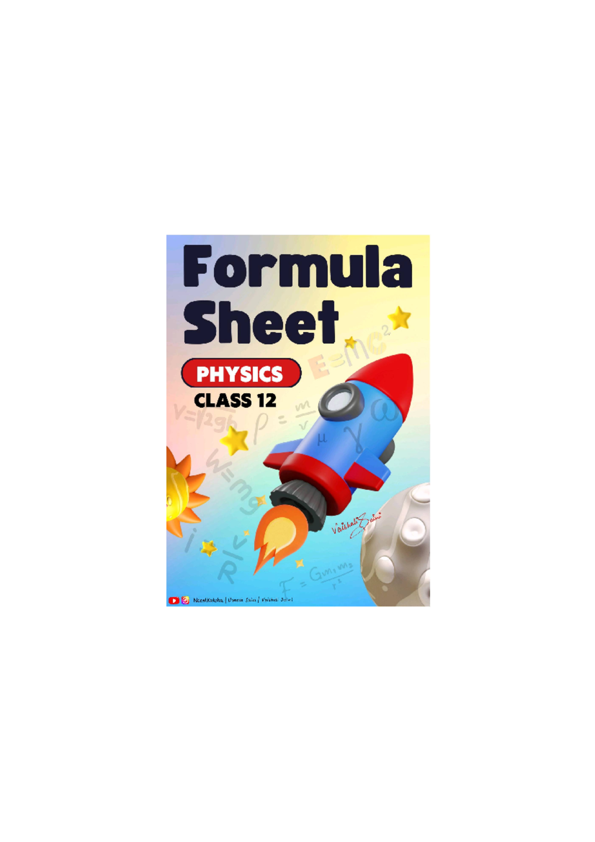 681337725 Ncert Kaksha Formula Sheets Physics Class 12th - Formula ...