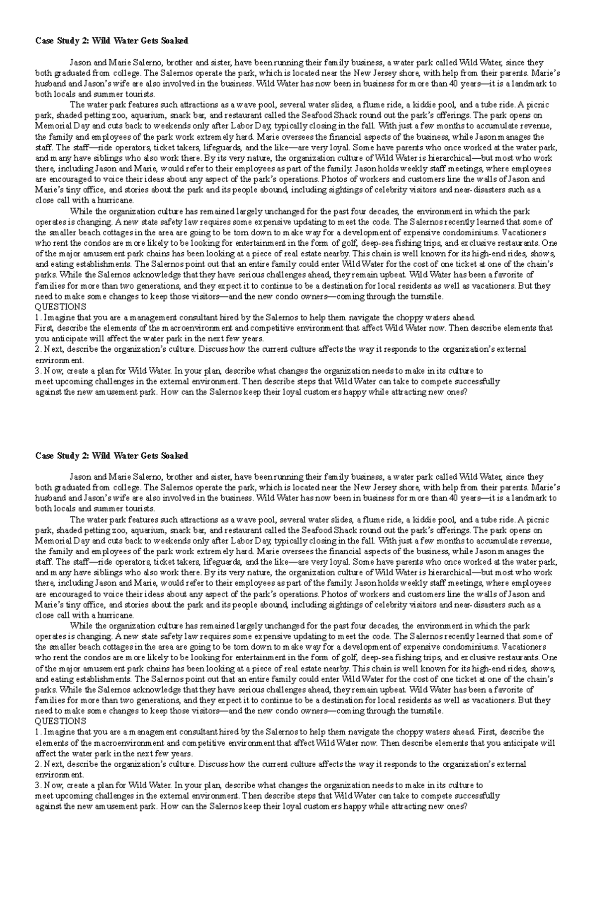 Case Study chapter 2 - Lecture notes 1 - Case Study 2: Wild Water Gets ...