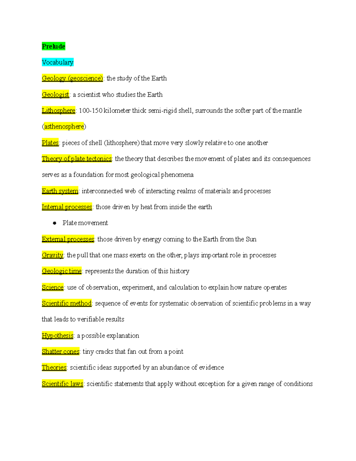 Intro to geology - GLG 101 with Donald Burt - Prelude Vocabulary ...