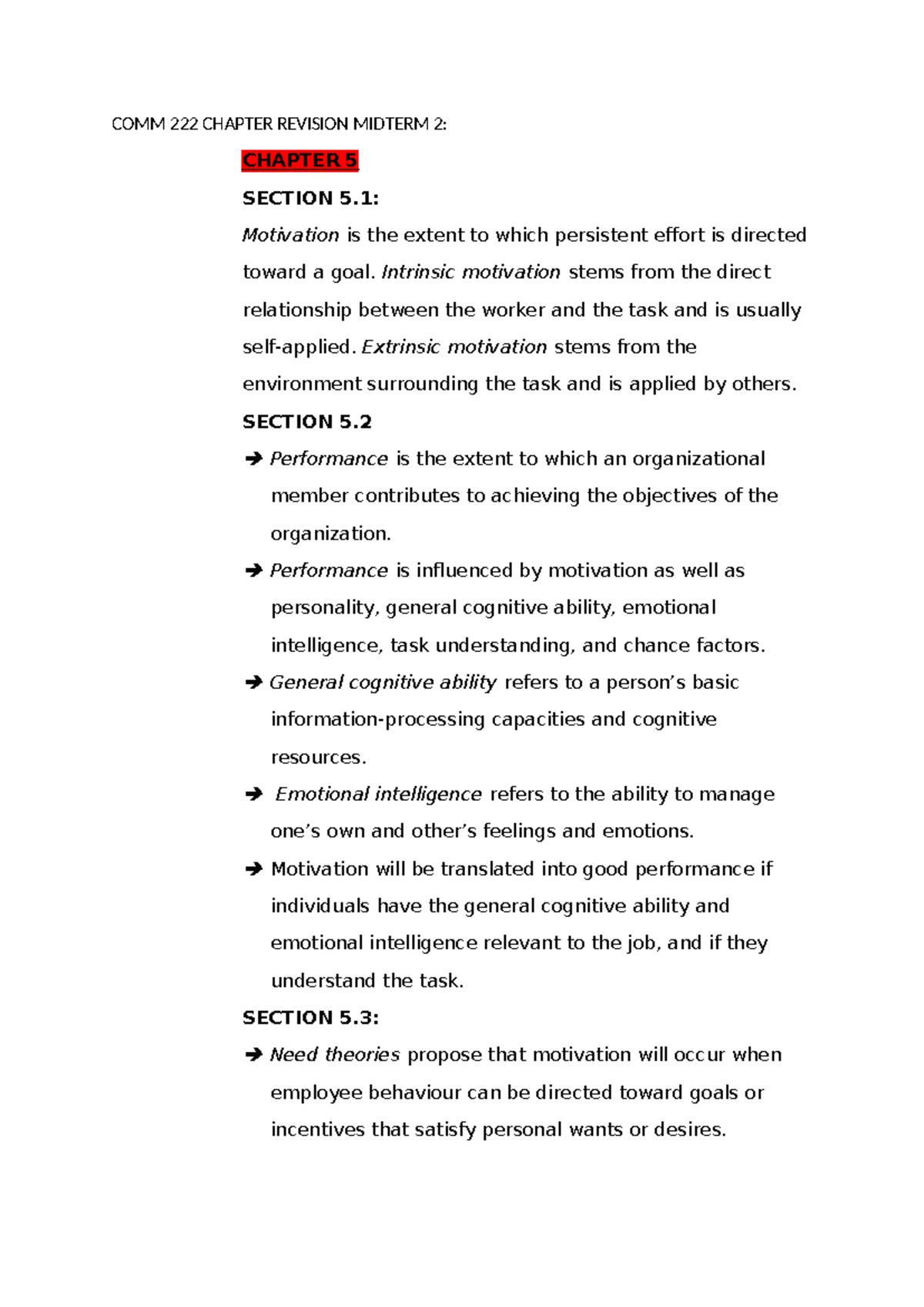 COMM 222 Chapter Revision Midterm 2 - COMM 222 CHAPTER REVISION MIDTERM 2: CHAPTER 5 SECTION 5 ...