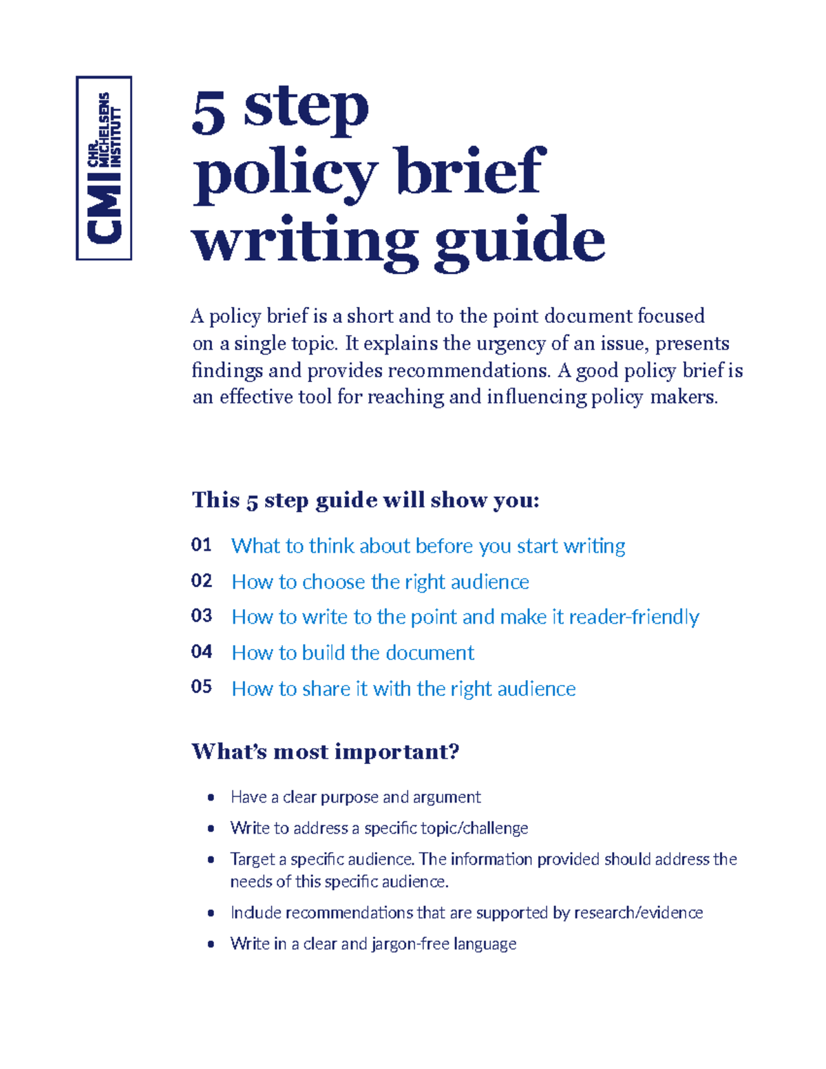 4295 5 step policy brief writing guide - policy brief writing guide A ...