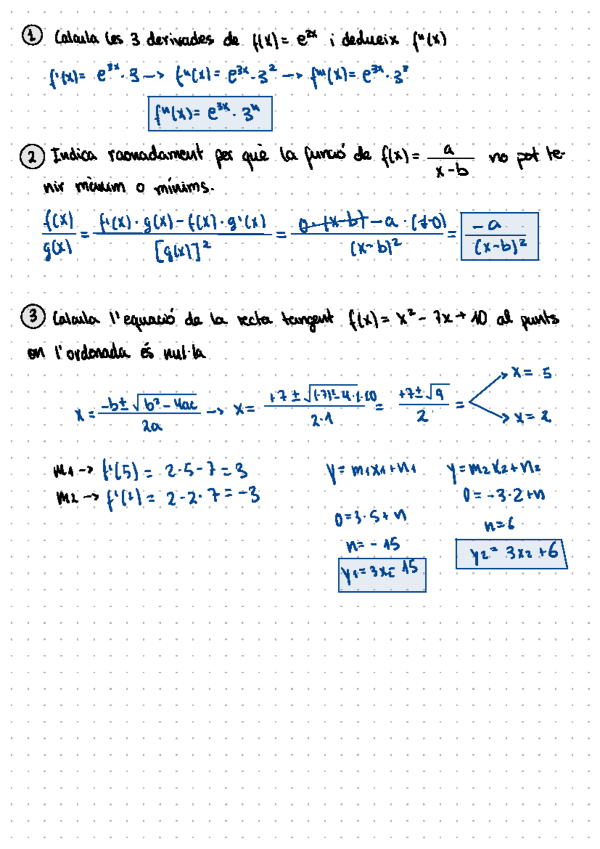 Problemas Derivadas - Problemes de derivades - 2. Calcula les 3 ...