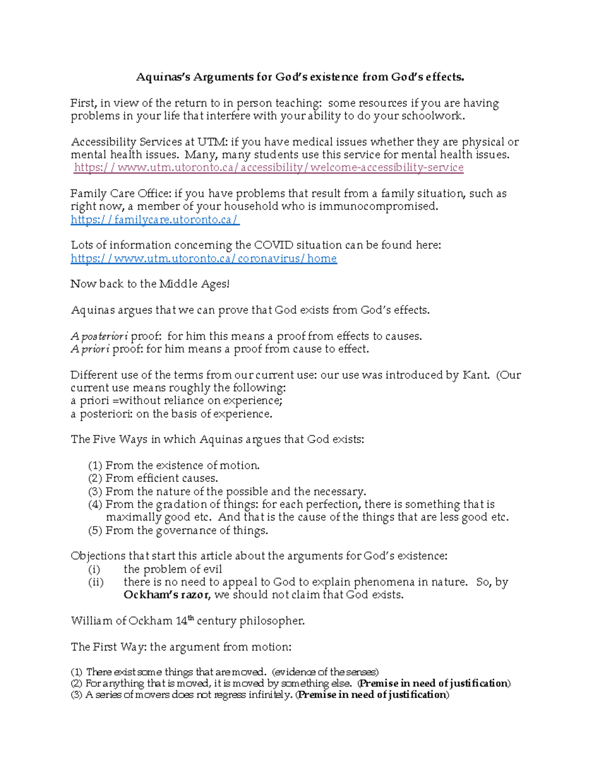 Aquinas's arguments for God board notes - Aquinas’s Arguments for God’s ...