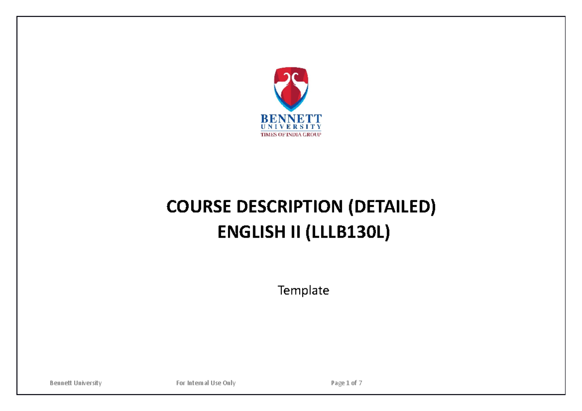 Course Outline English II Final - COURSE DESCRIPTION (DETAILED) ENGLISH ...