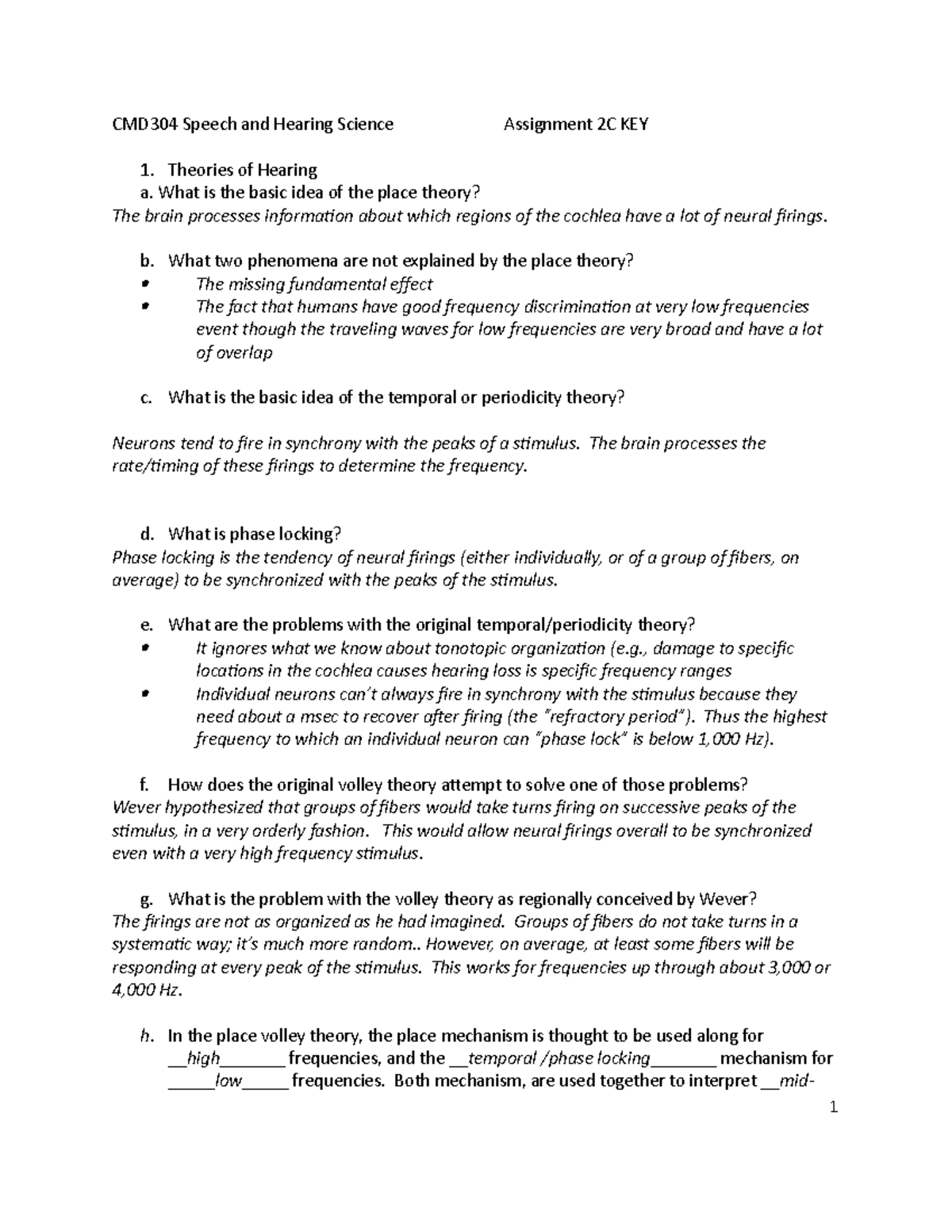 SAHS HW2C KEY - HW 2C - CMD304 Speech and Hearing Science Assignment 2C ...