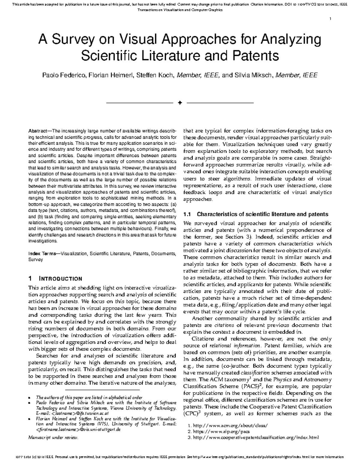 A Survey on Visual Approaches for Analyzing - Transactions on ...
