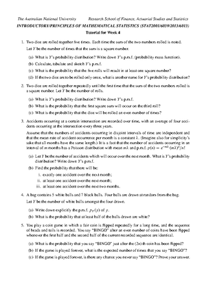 Formula-sheet - Formula-sheet - Table 1: Summary of discrete ...