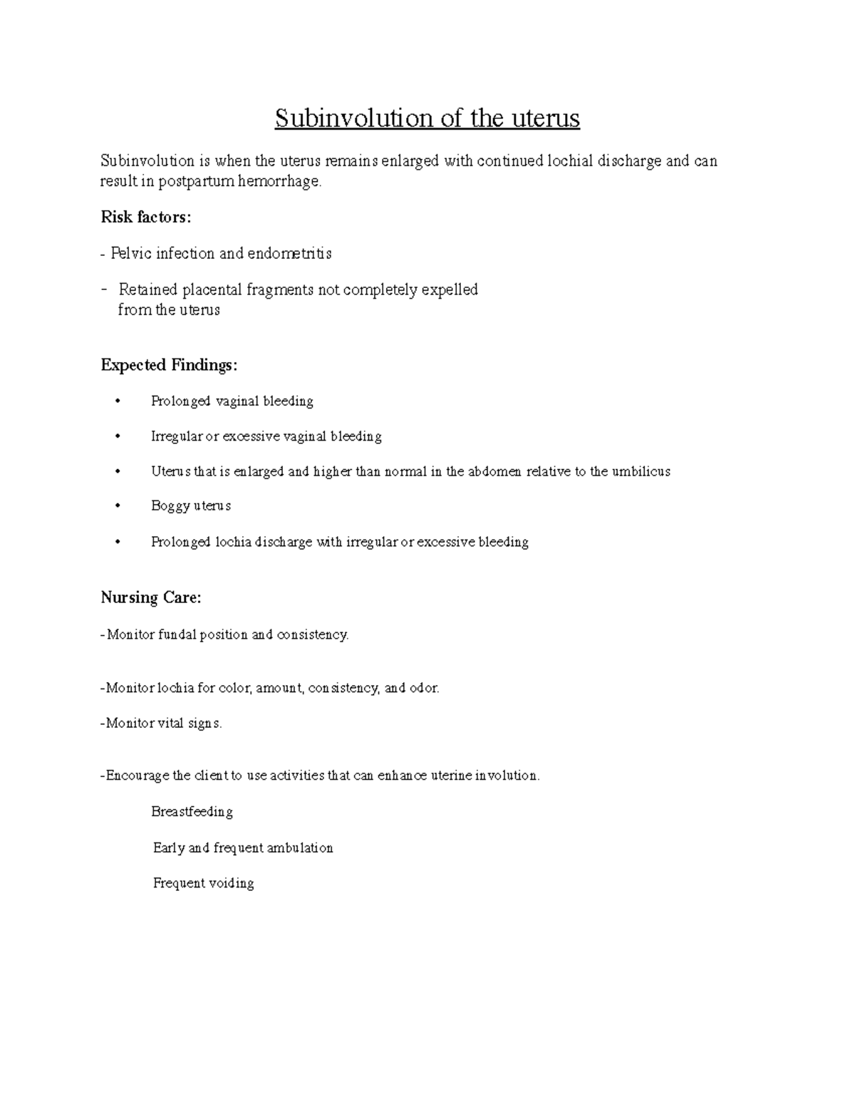 Subinvolution:Atony:Retained Placenta - Subinvolution of the uterus ...